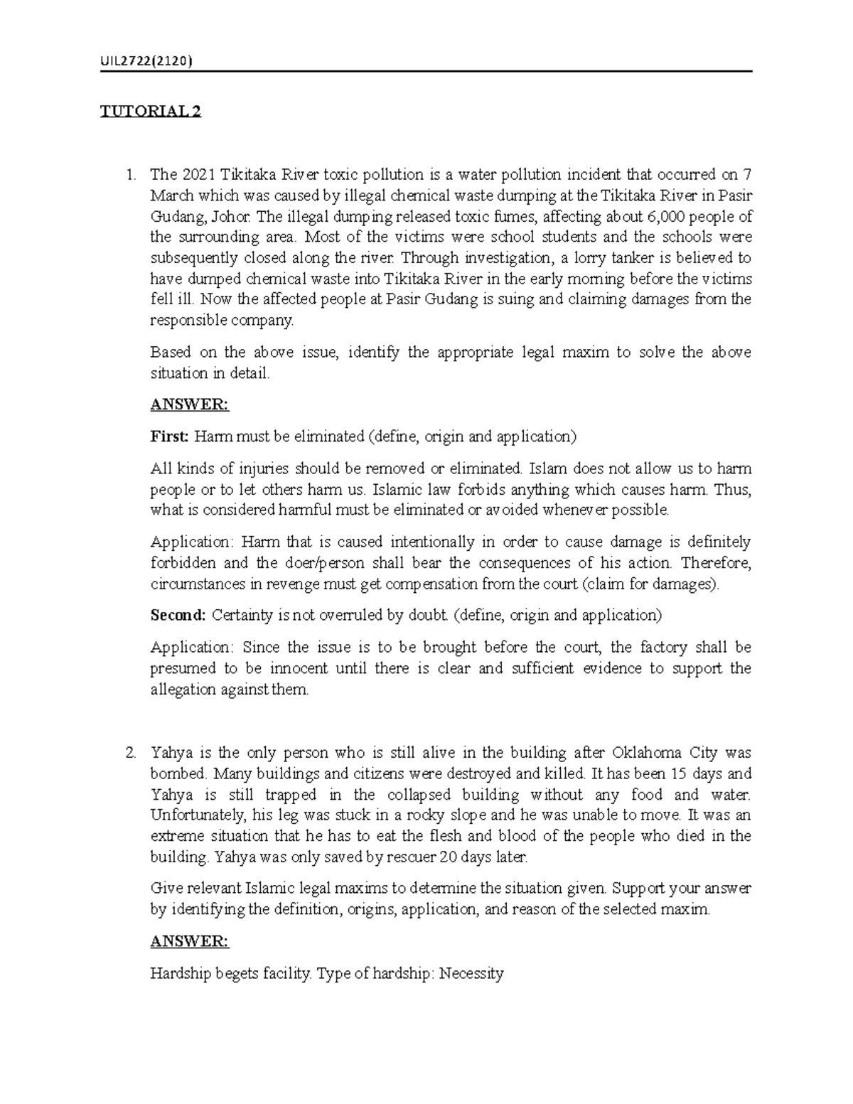 Tutorial 2 answer - hopefully it can help the students on their studies ...