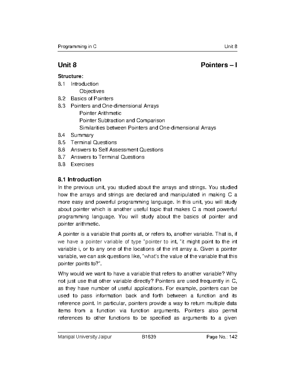 Unit 08 Pointers - I - Need answers in 400 to 500 words for long ...
