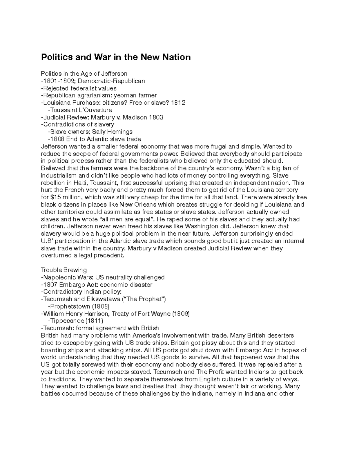 Politics and War in the New Nation - Politics and War in the New Nation ...