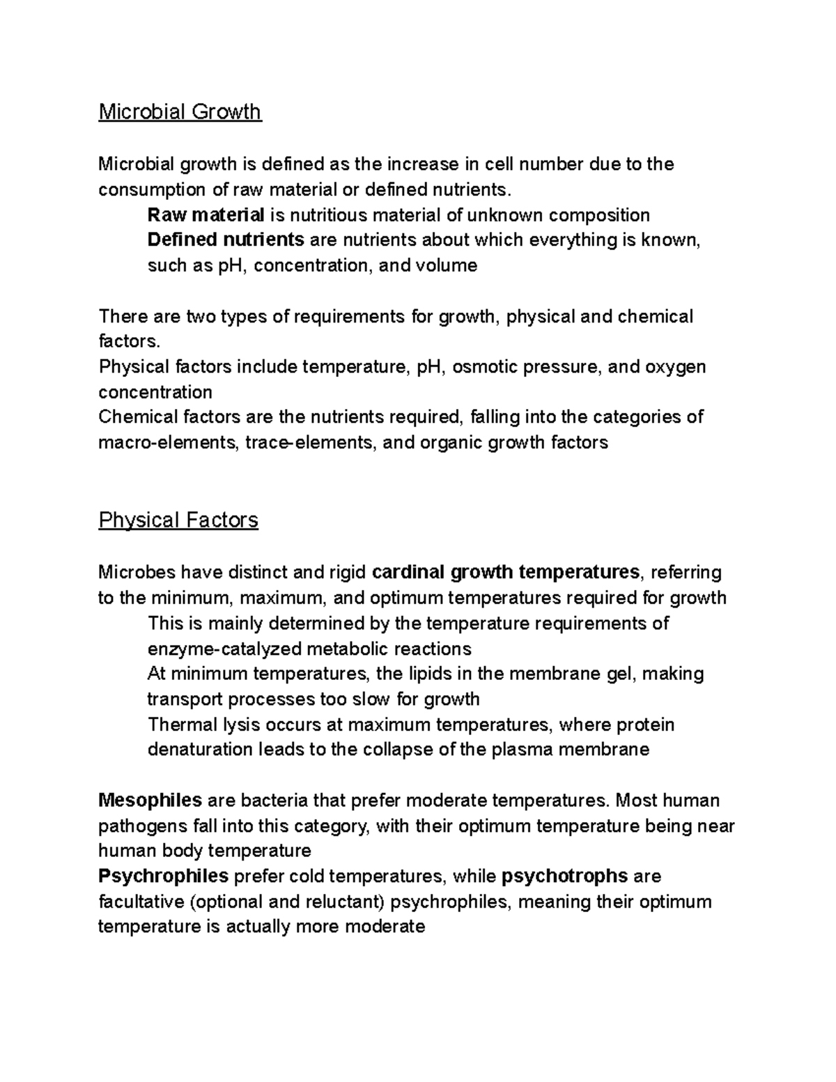 M122 Microbiology Lecture 5 Notes - Microbial Growth Microbial growth ...