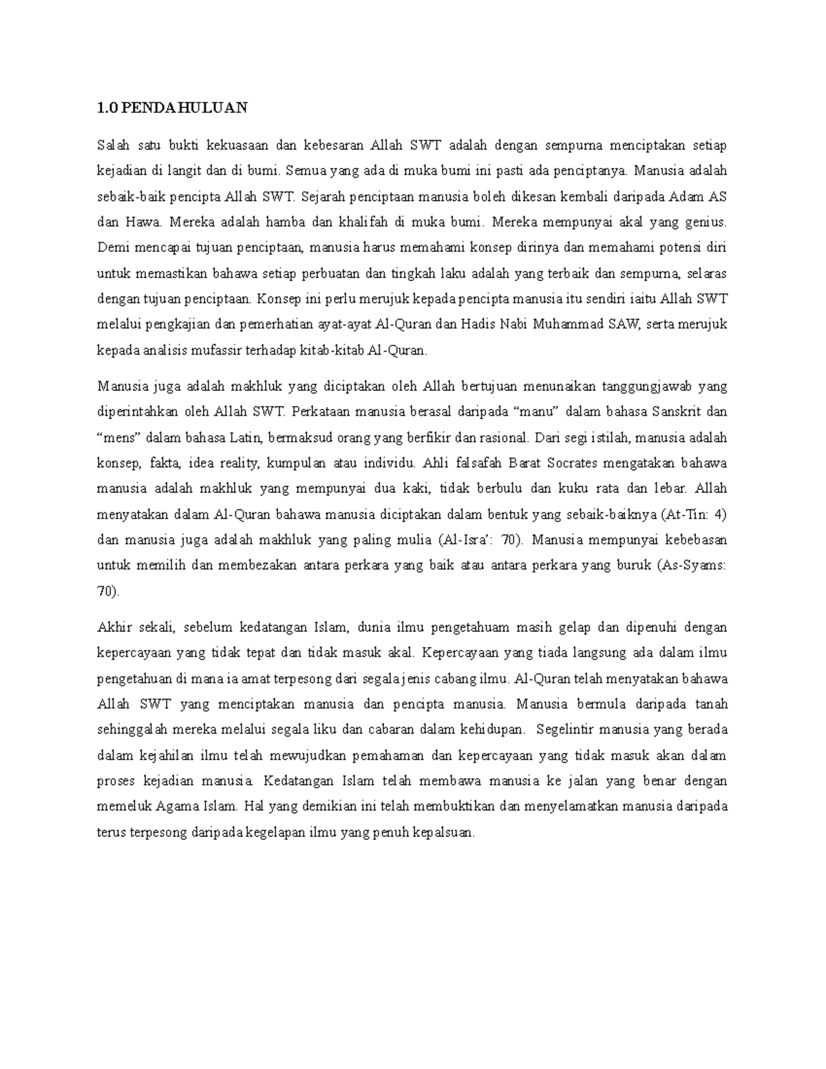 Assignment Konsep Insan - 1 PENDAHULUAN Salah satu bukti kekuasaan dan ...