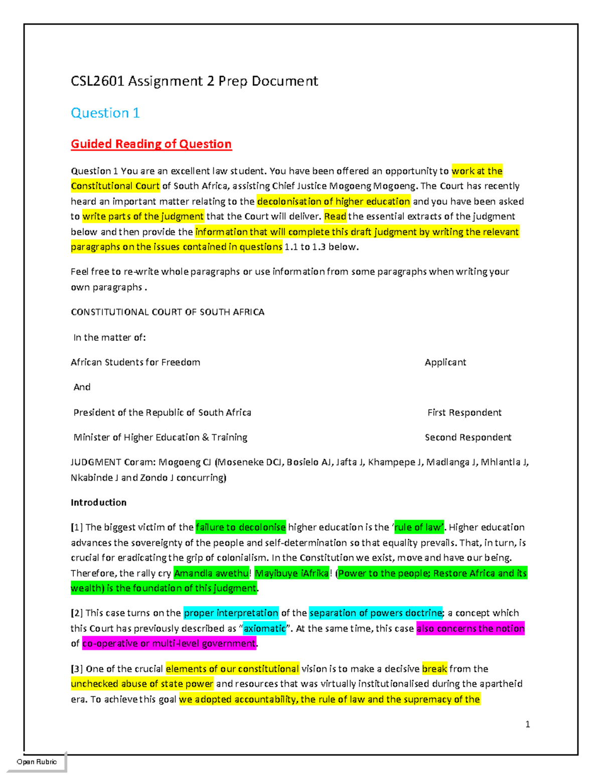 Assignment prep document - 1 CSL2601 Assignment 2 Prep Document ...