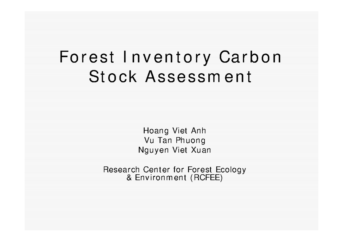 Forest Inventory Carbon Stock Assessment - Forest Inventory Carbon ...