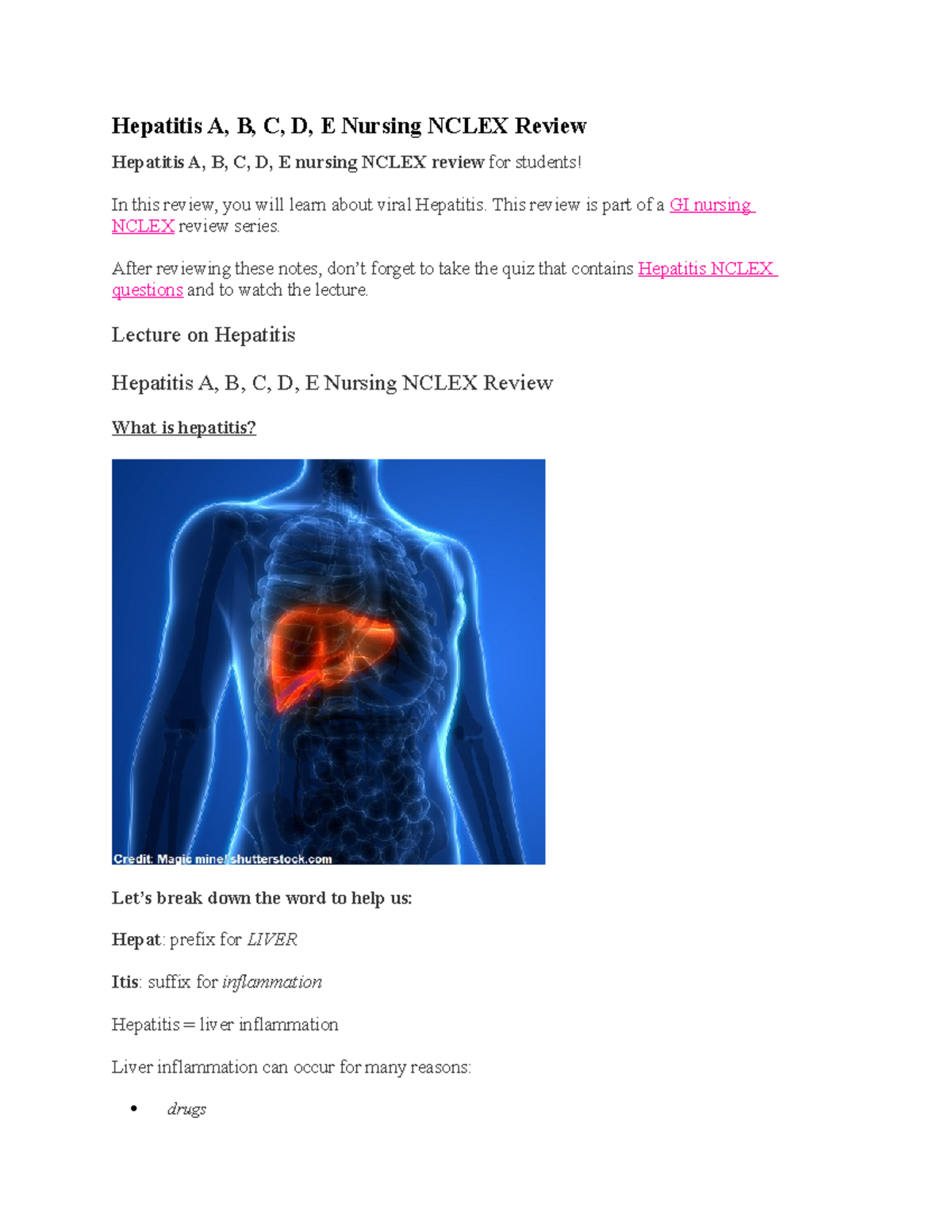 Hepatitis - Iddrisu Mohammed - Hepatitis A, B, C, D, E Nursing NCLEX Review Hepatitis A, B, C, D ...
