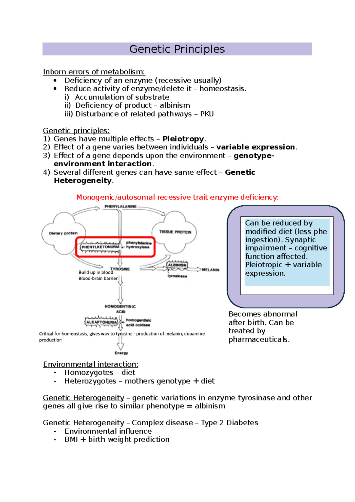 Genetic Principles - Genetic Principles Inborn errors of metabolism ...