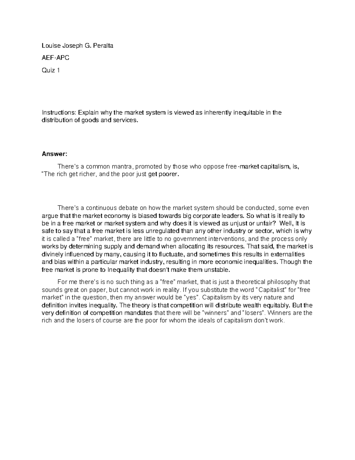 QUIZ 1 - dsa - Louise Joseph G. Peralta AEF-APC Quiz 1 Instructions ...