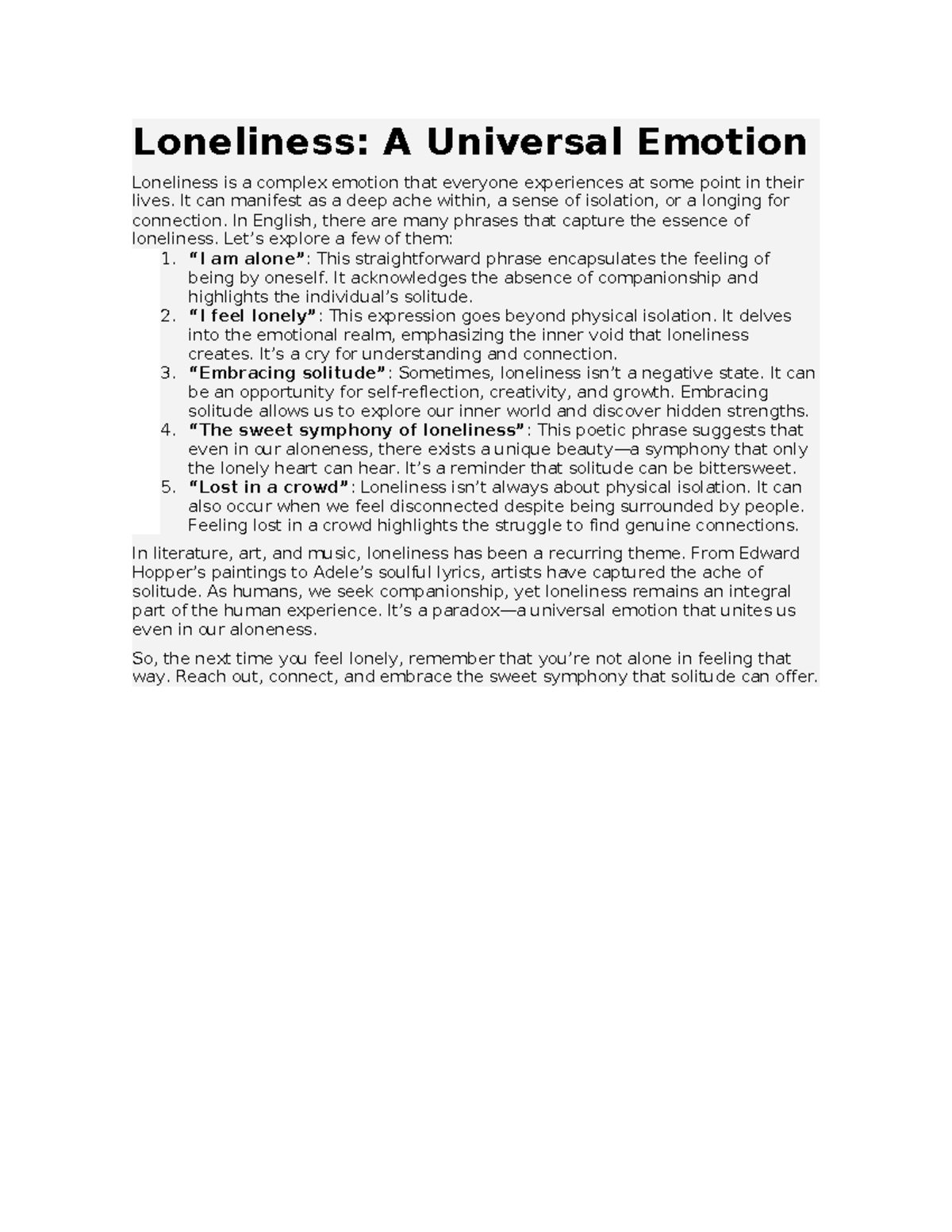 Loneliness - It can manifest as a deep ache within, a sense of ...