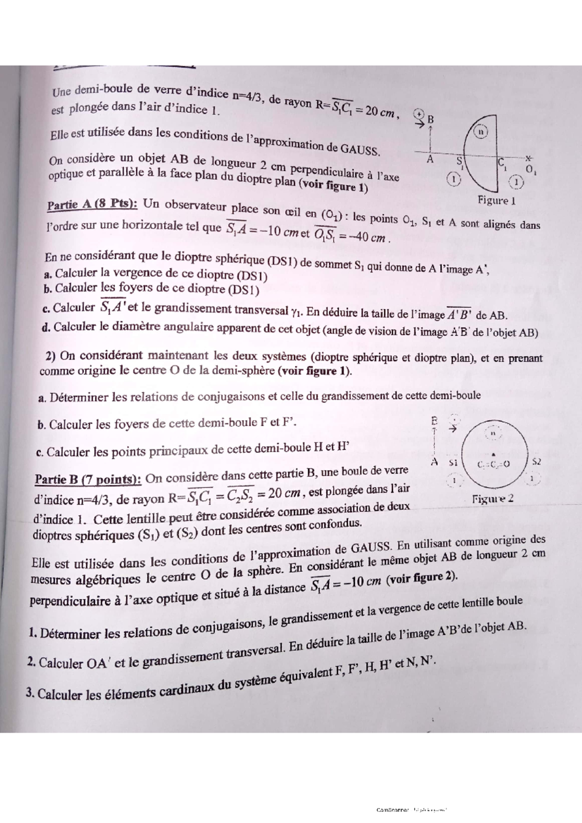 Exercise optique Geometrique - Optique Géométrique - Studocu