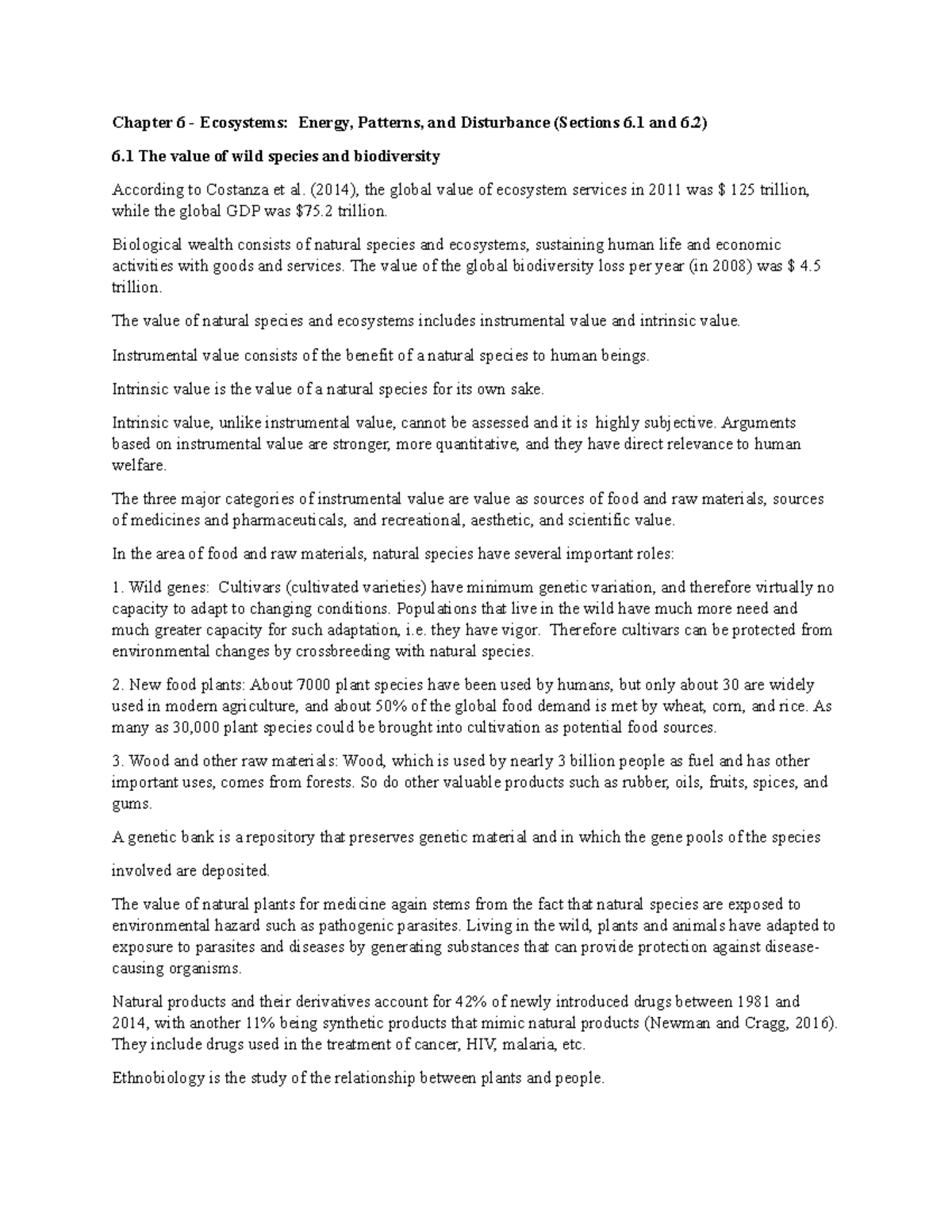 HSEV 101 - Chapter 6 - Notes - Chapter 6 - Ecosystems: Energy, Patterns ...