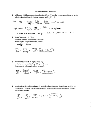 Pediatric Calculation worksheet - NSG 3300 Dosage Calculation by Weight ...