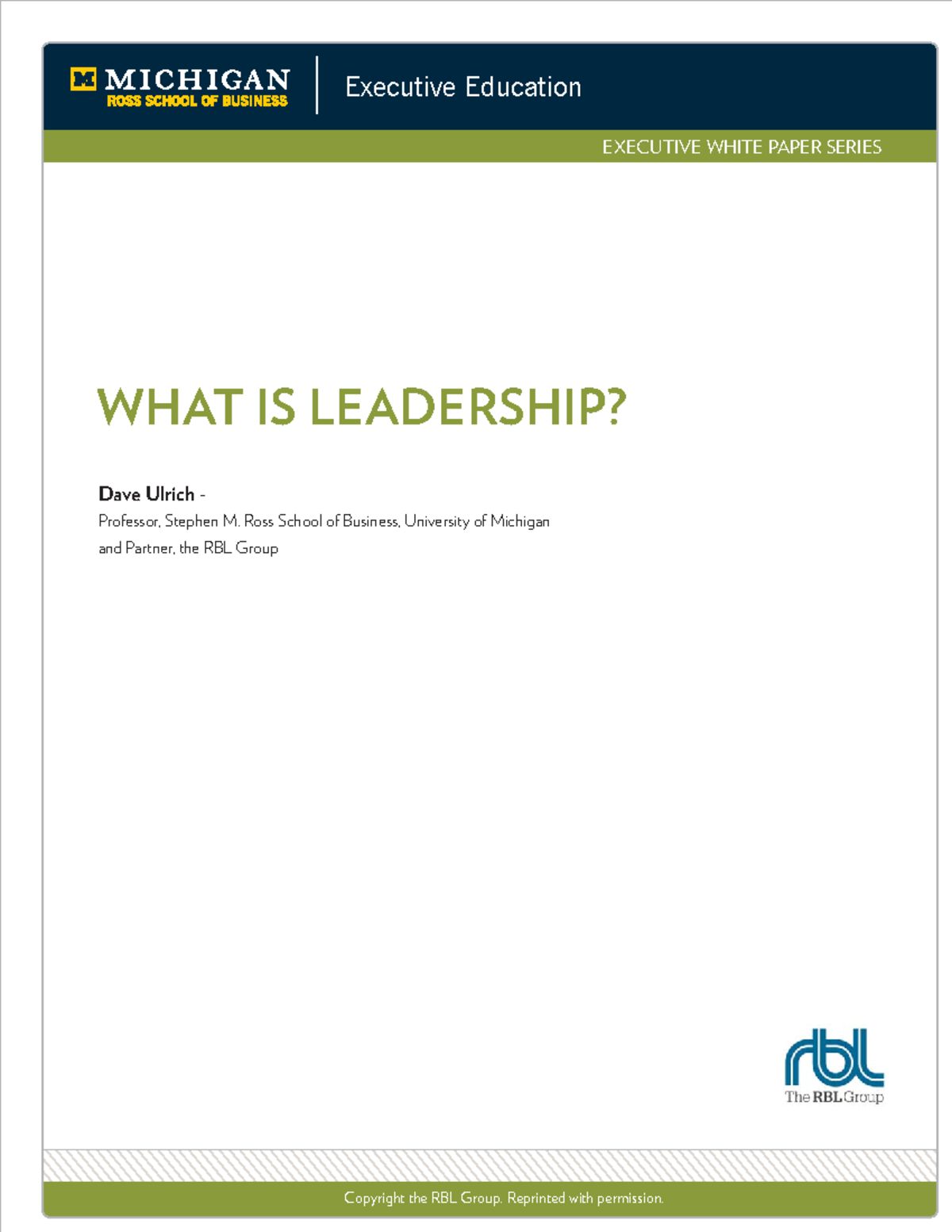 Dulrich wp what is leadership - Executive Education EXECUTIVE WHITE ...
