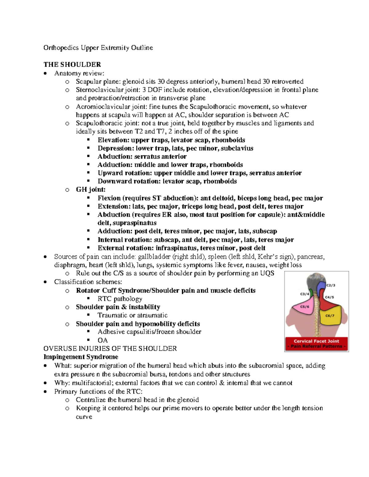 Summary - lecture Lecture Upper Extremity - Orthopedics Upper Extremity ...