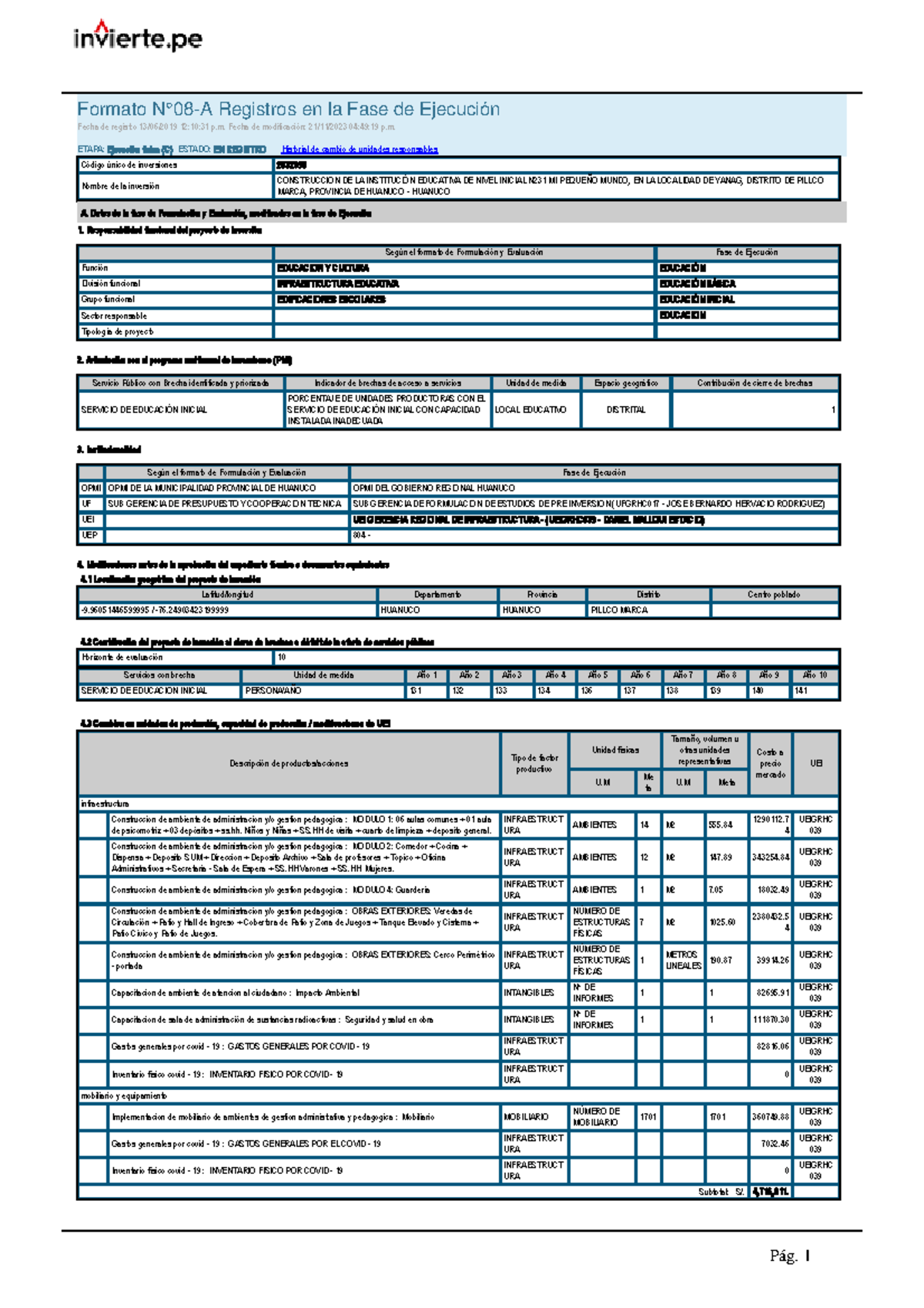 Ficha IOAR - Responsabilidad funcional del proyecto de inversión ...