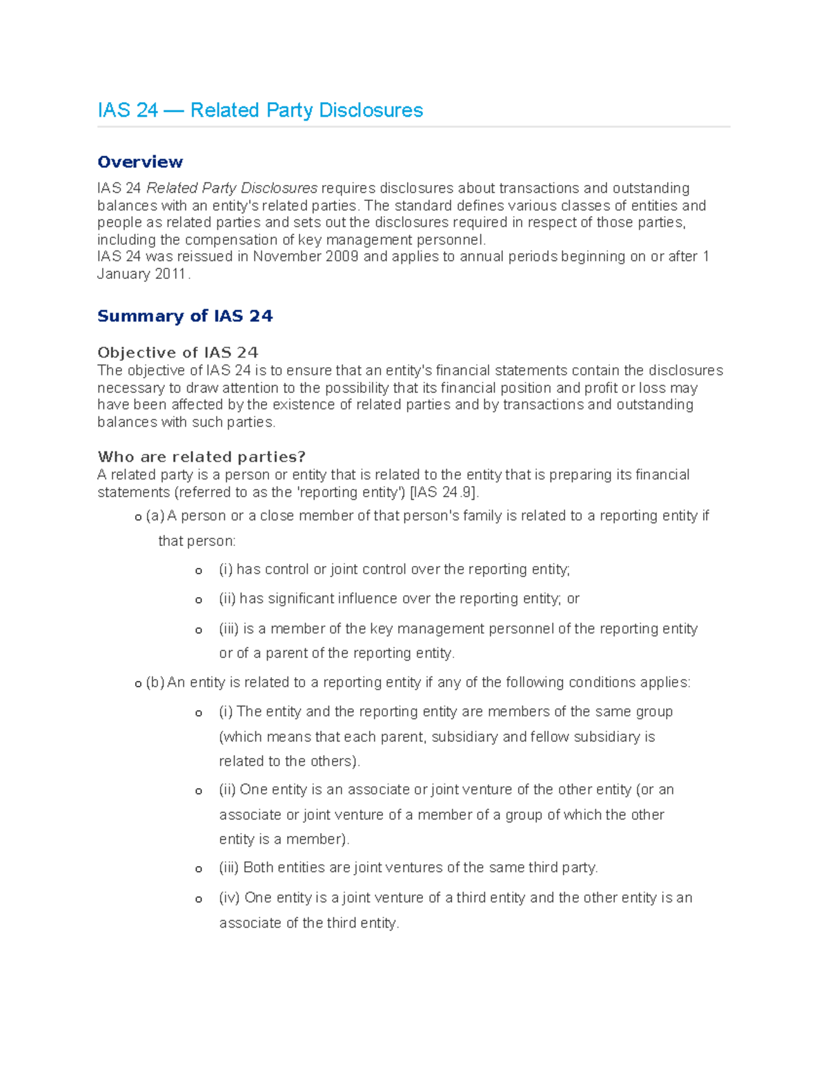 IAS 24 conceptual framework and accounting standards - IAS 24 — Related ...