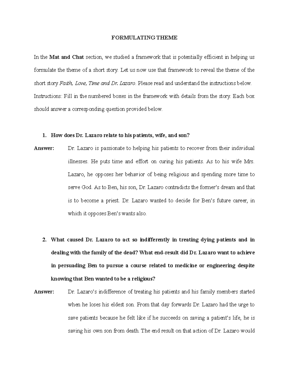 LIT1 - Philippine Literature (Formulating Theme) - Studocu