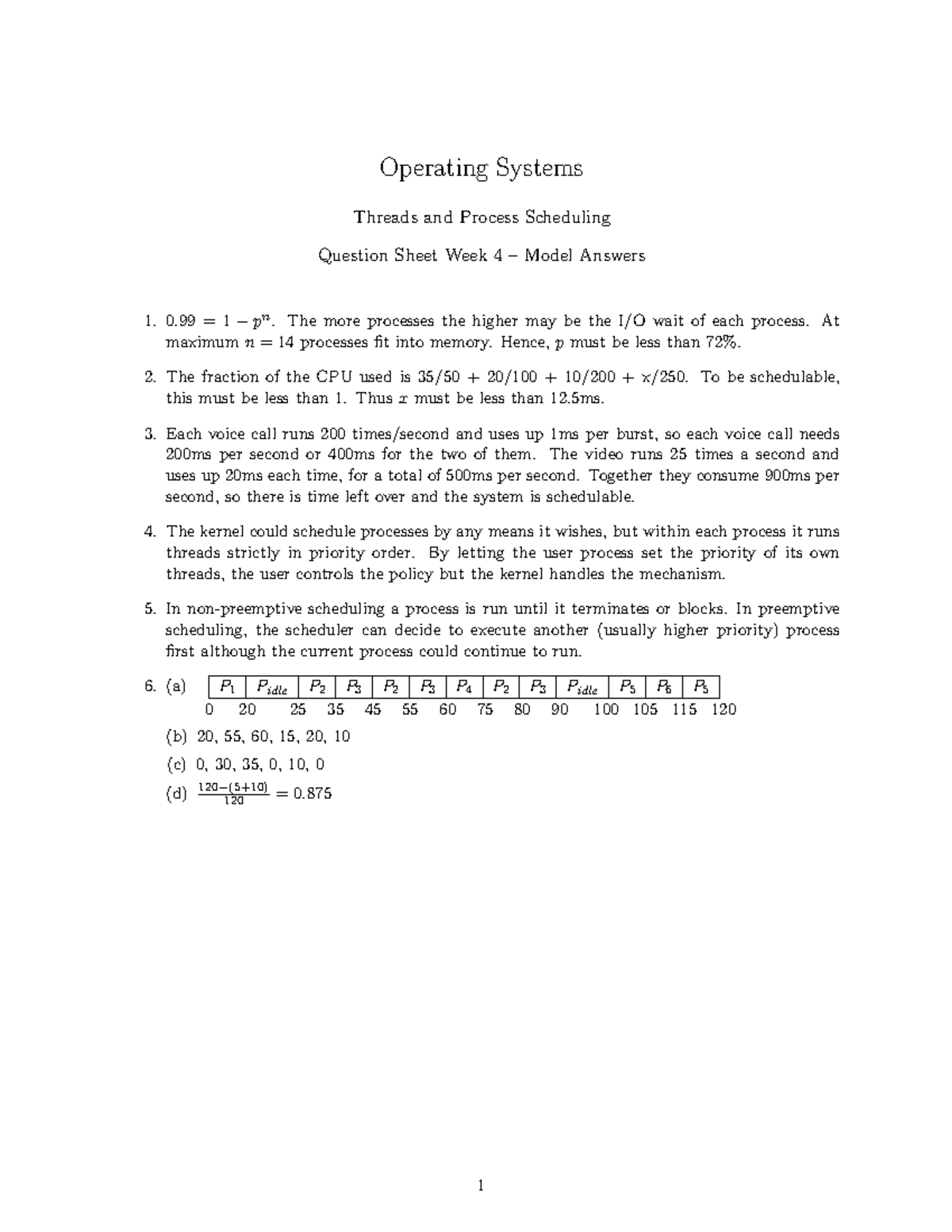Question set 4 model answers - Operating Systems Threads and Process ...