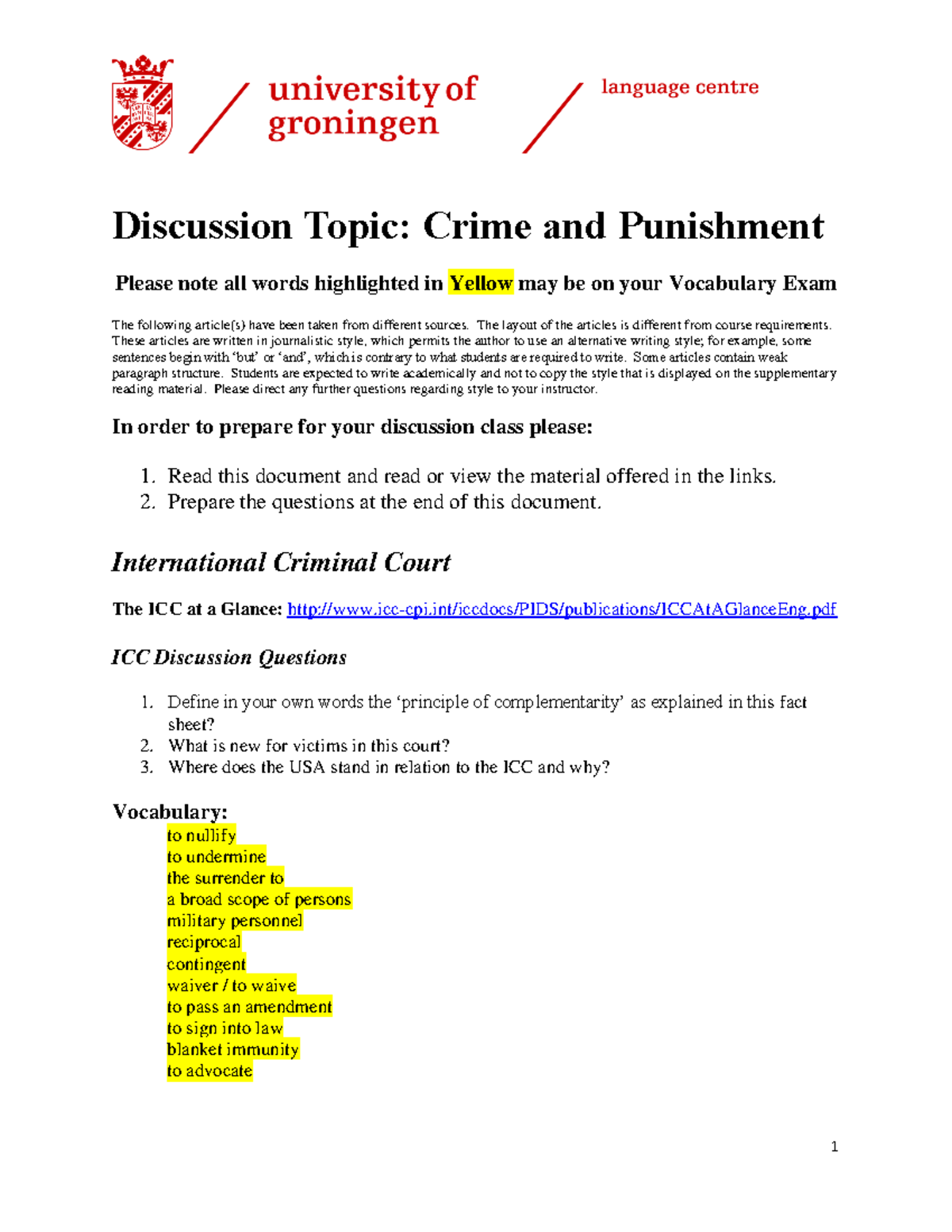 Crime and Punishment Student text - Discussion Topic: Crime and ...