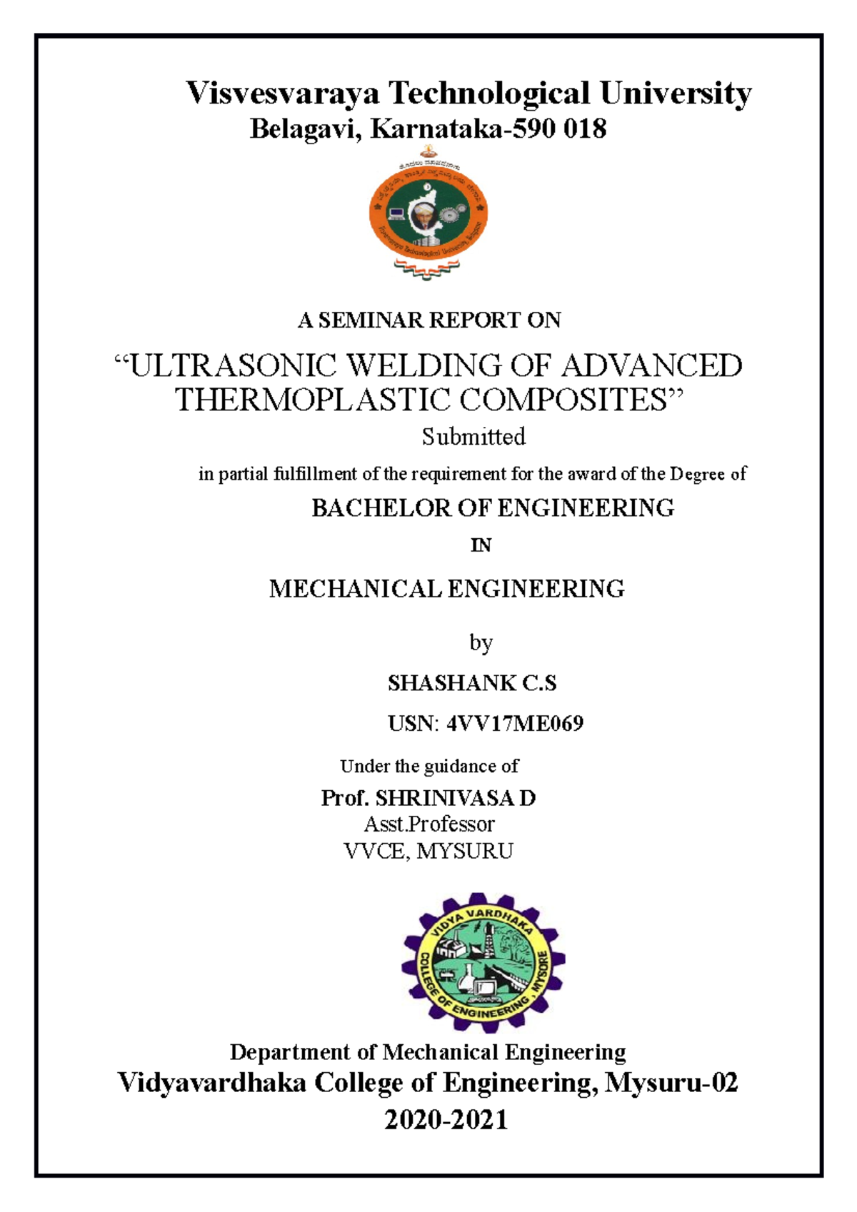 Tecnical seminar report - Visvesvaraya Technological University ...