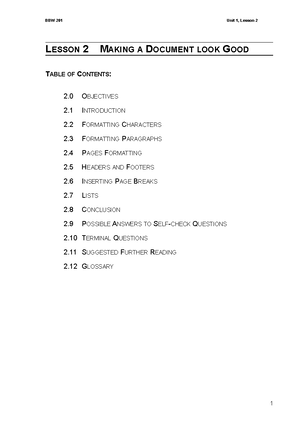 BBW201 L1NEW - LESSON 1 CREATING A DOCUMENT - UNIT 1 MS-WORD LESSON 1 ...