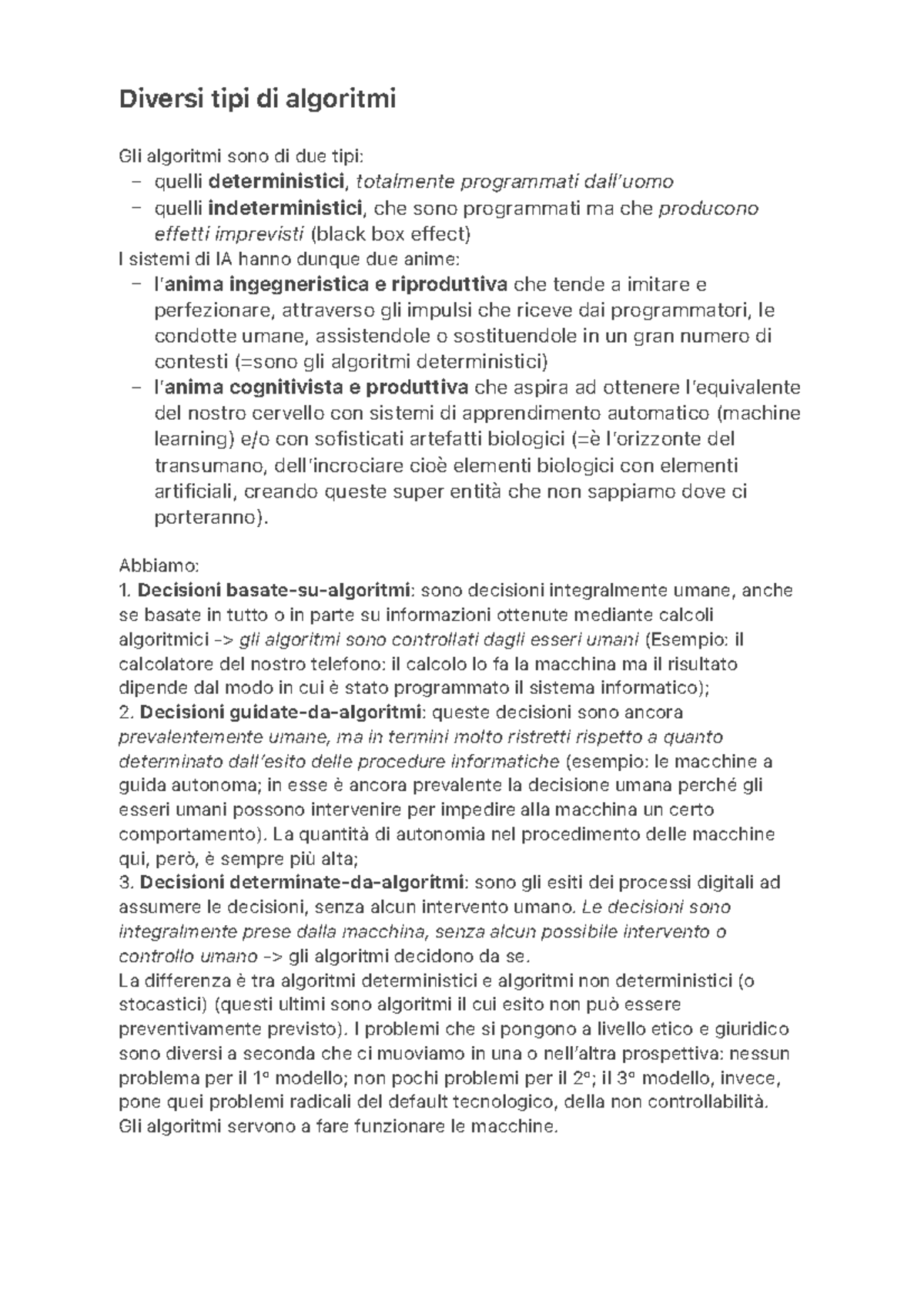 Diversi tipi di algoritmi - – – – – Diversi tipi di algoritmi Gli ...