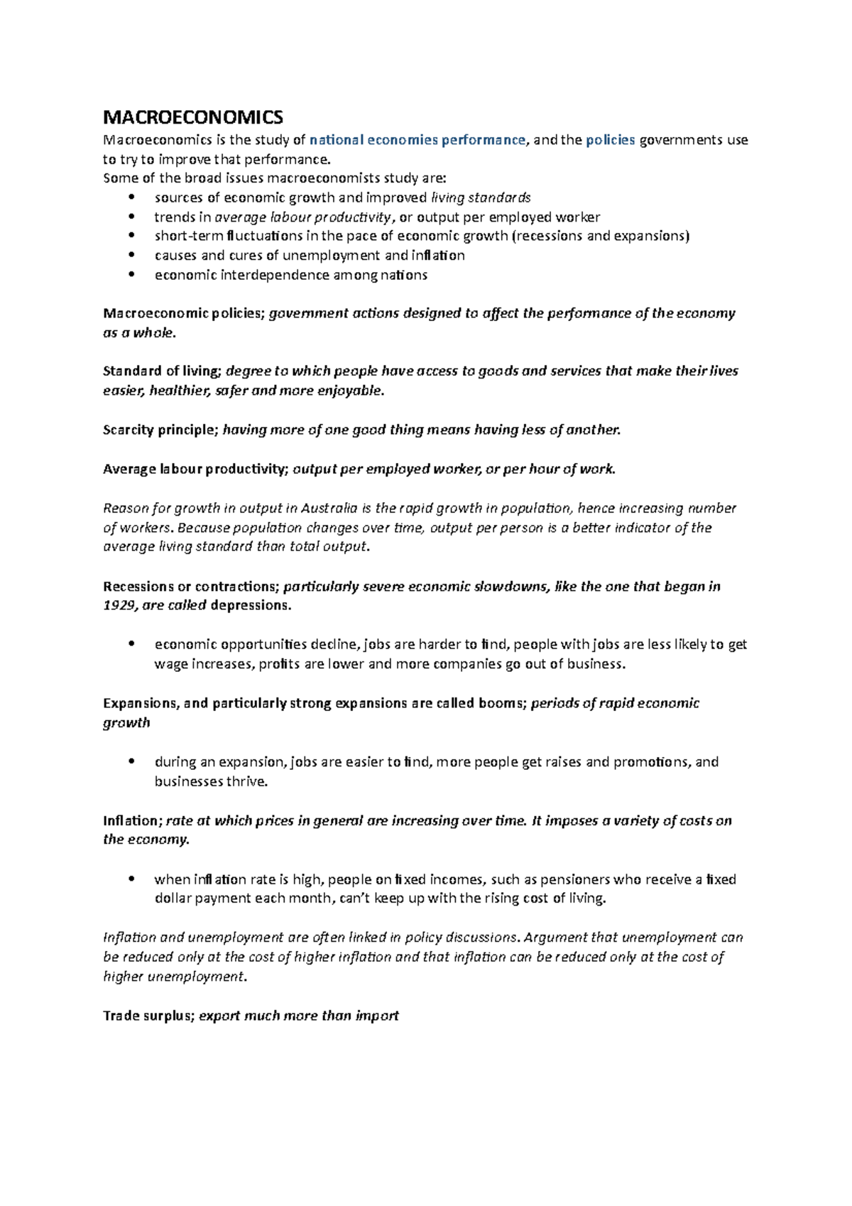 Macroeconmics Reading - MACROECONOMICS Macroeconomics is the study of ...