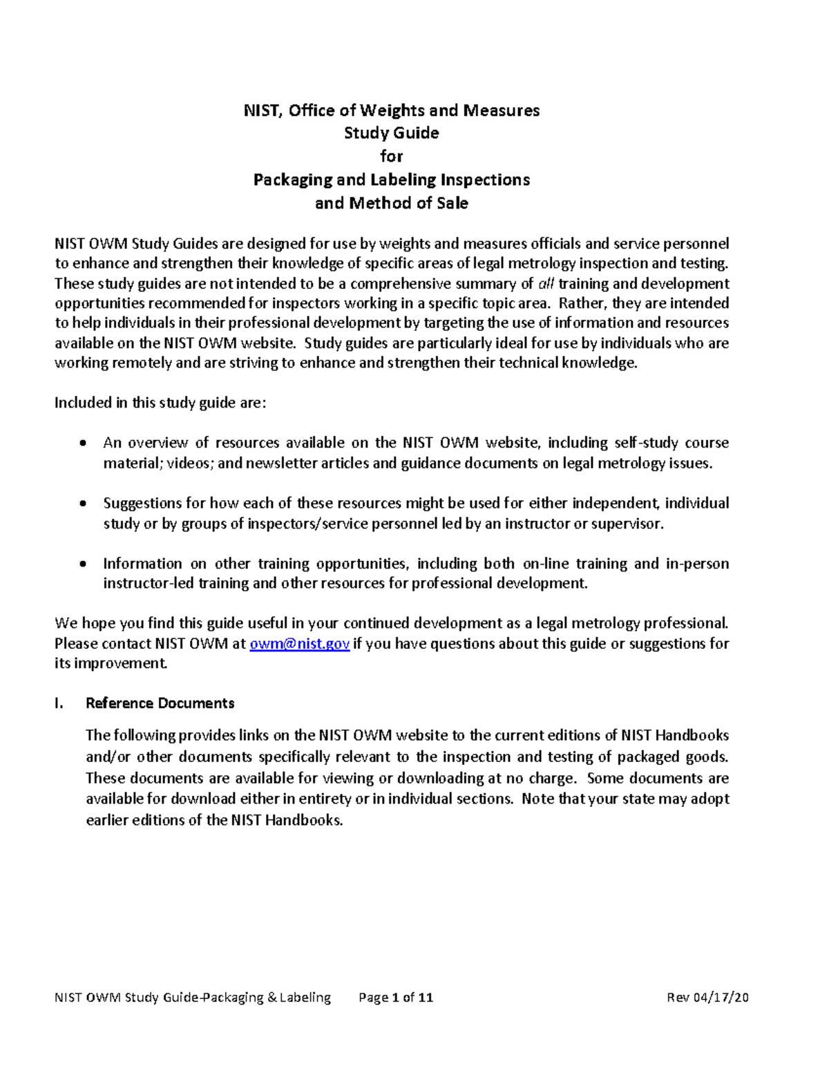 Study Guide-Pkg Label-2020-04-17 - NIST, Office of Weights and Measures ...