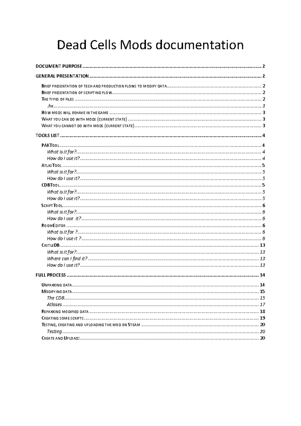 Mods Doc - adfssdfaasdfa - Dead Cells Mods documentation DOCUMENT ...