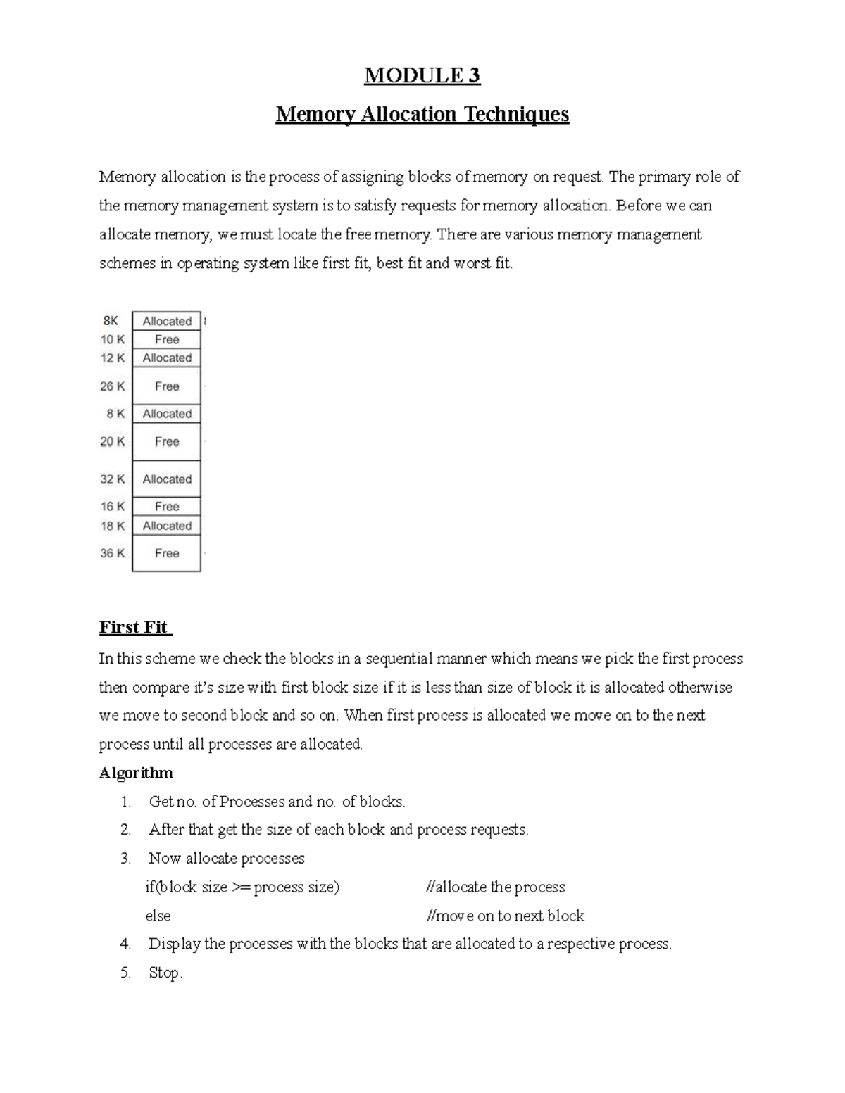 Memory Allocation Techniques Module 3 Memory Allocation Techniques