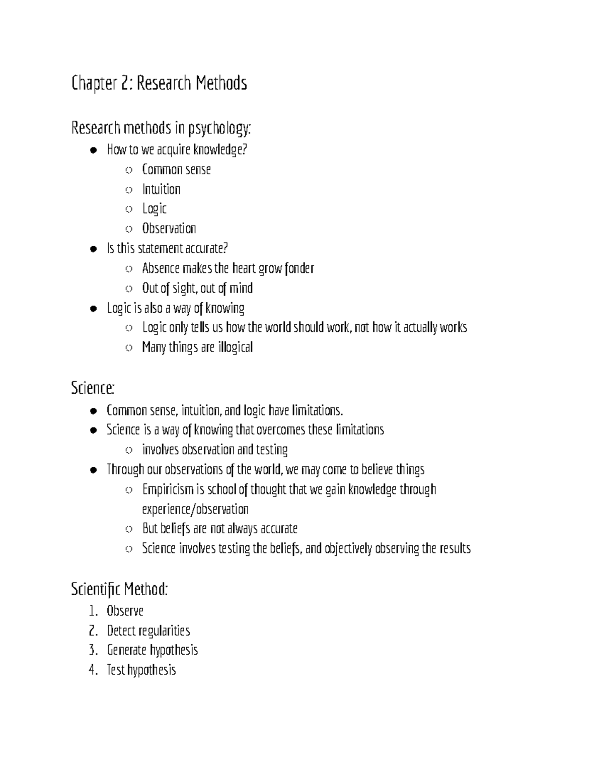 PY 101 Chapter 2 - Chapter 2: Research Methods Research methods in ...