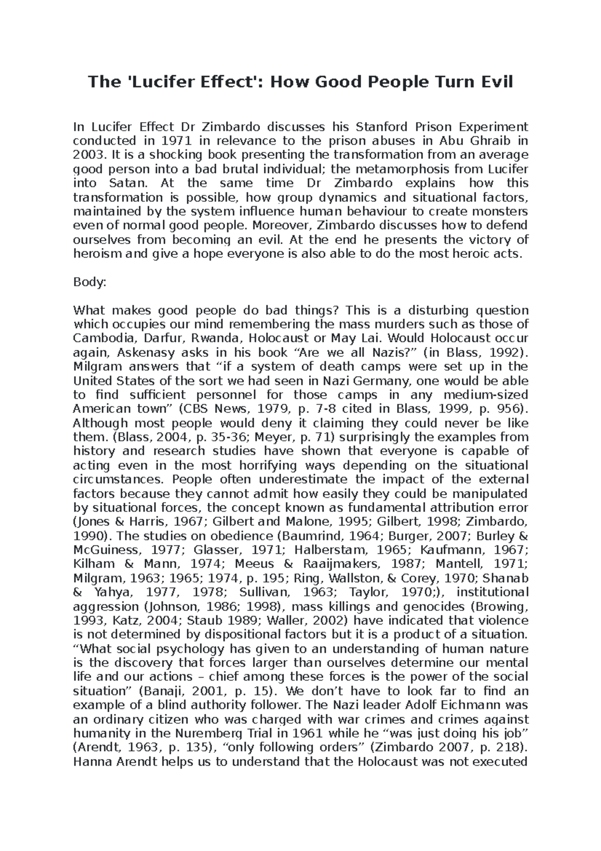 The 'Lucifer Effect'- How Good People Turn Evil - It is a shocking book ...