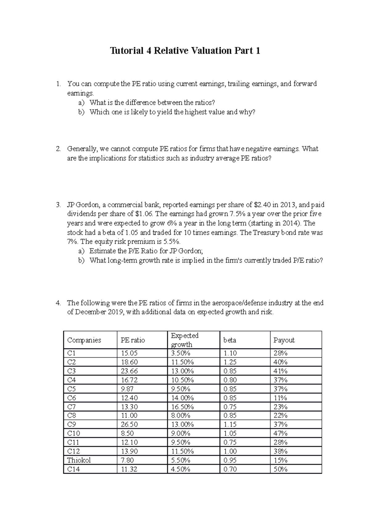 Tutorial 4 Questions - Relative evaluation Part1 - Tutorial 4 Relative ...