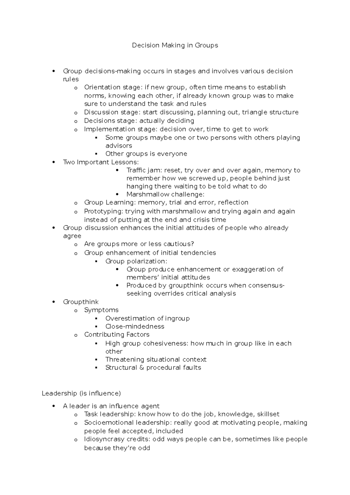 Notes 11 - Decision Making in Groups - Decision Making in Groups Group ...