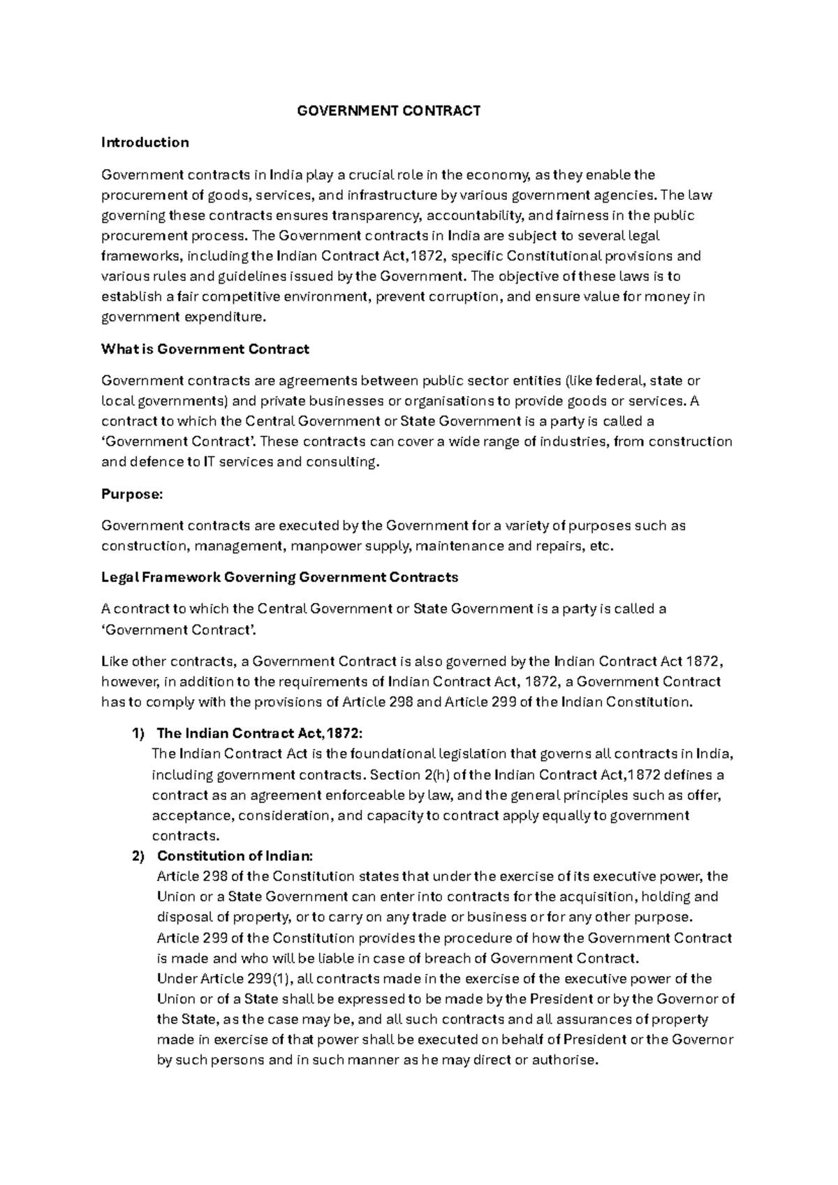 Government Contract - One should know the law of the land - GOVERNMENT ...