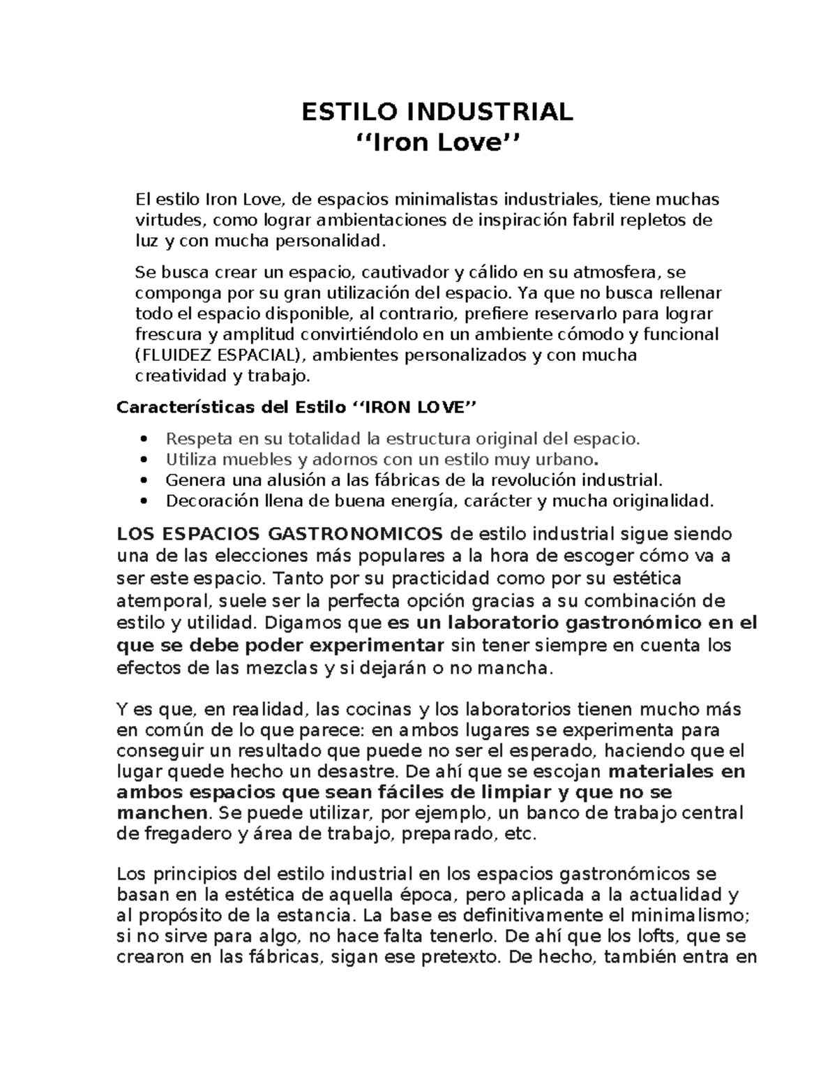 ESTILO IRON LOVE - ESTILO INDUSTRIAL ‘‘Iron Love’’ El estilo Iron Love ...