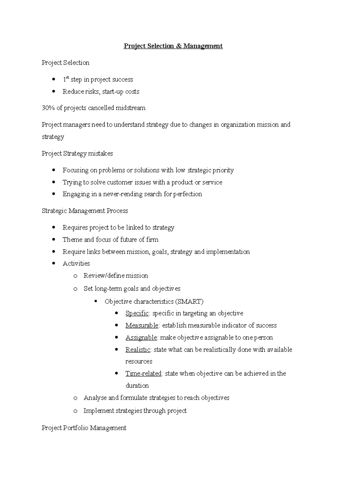 Lecture 2 Notes (Project Selection) - Project Selection &amp ...
