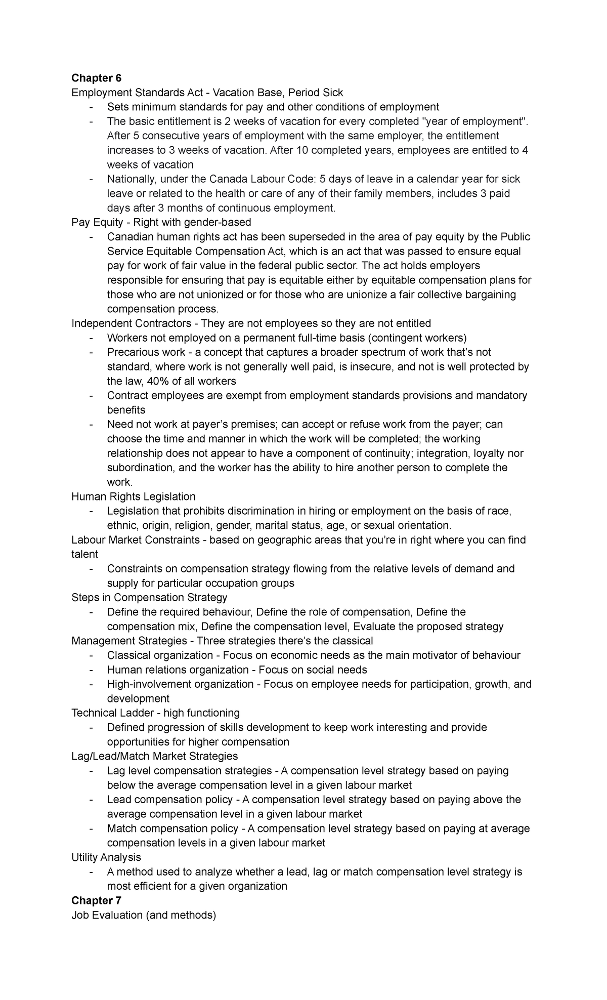 Final Compensation review - Chapter 6 Employment Standards Act ...