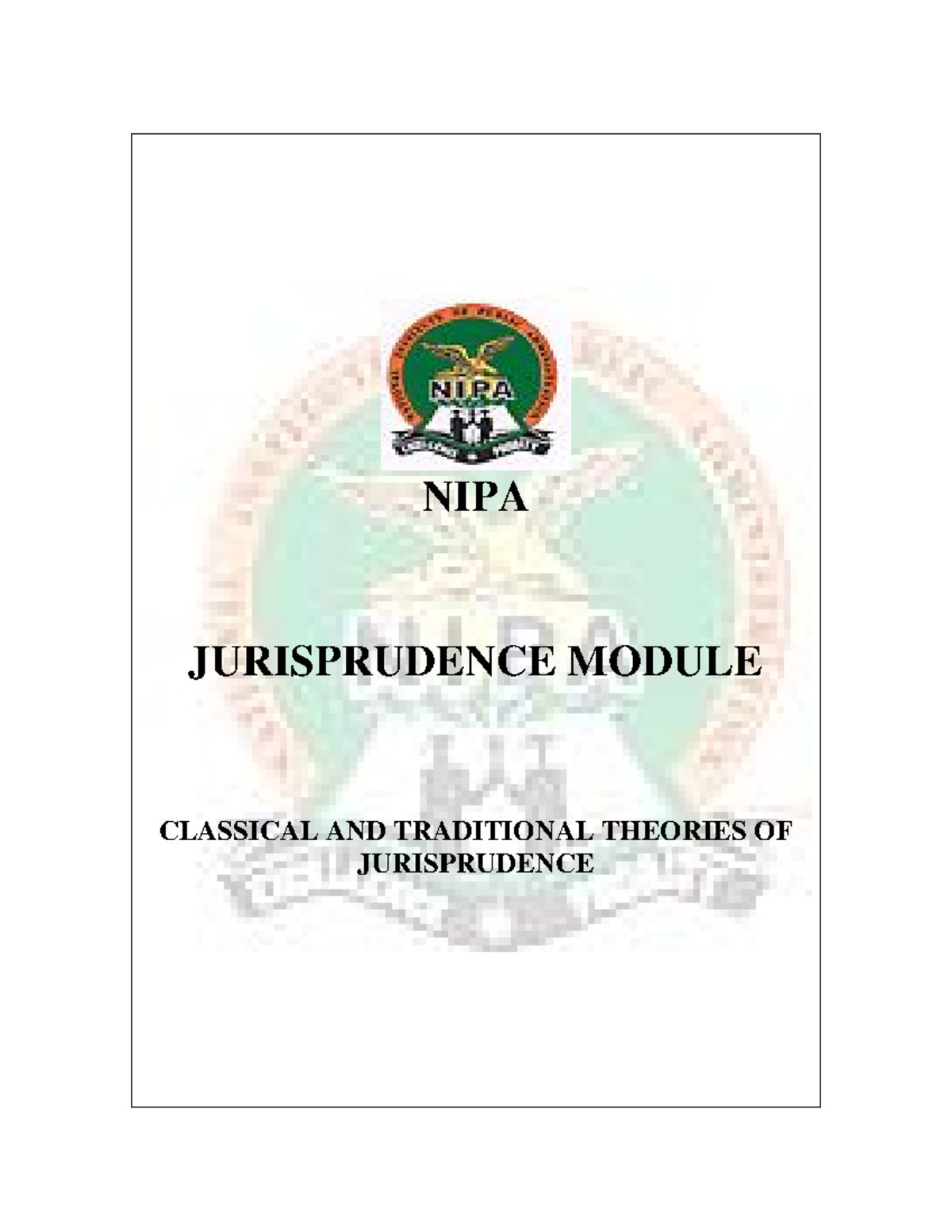 LLB 402Jurisprudence - NIPA JURISPRUDENCE MODULE CLASSICAL AND ...