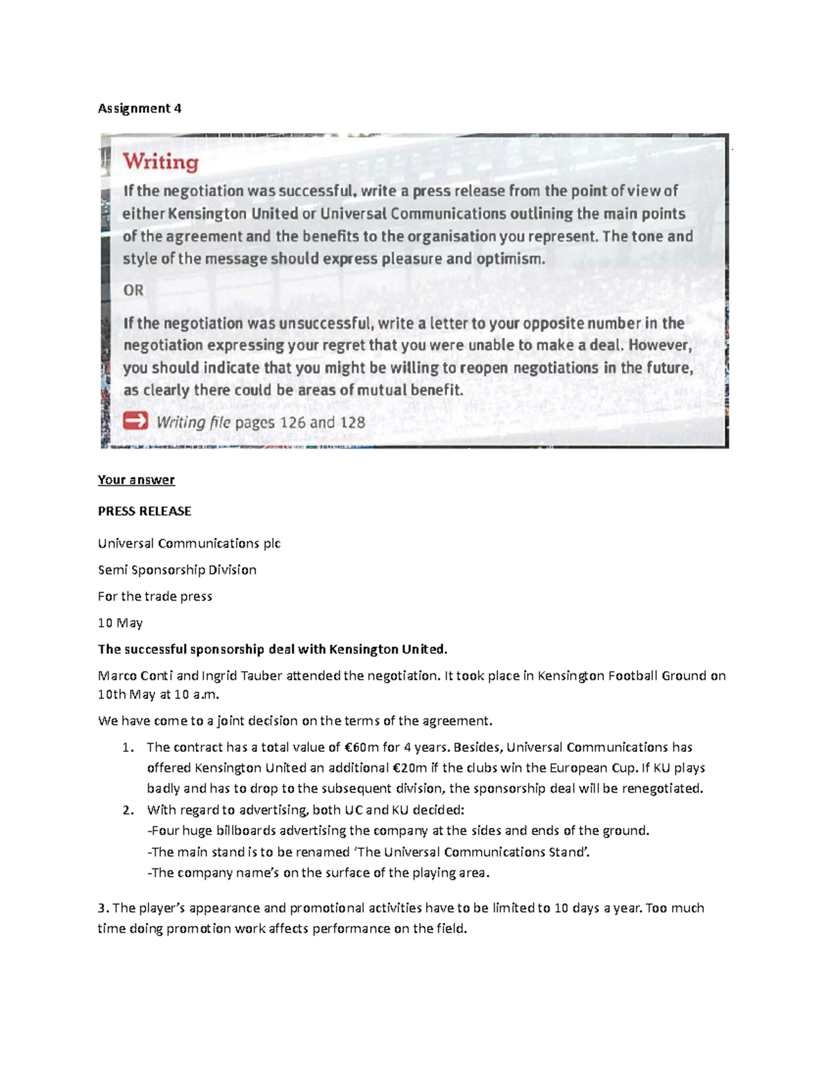 Assignment Unit 4 - Writing test - Assignment 4 Your answer PRESS ...