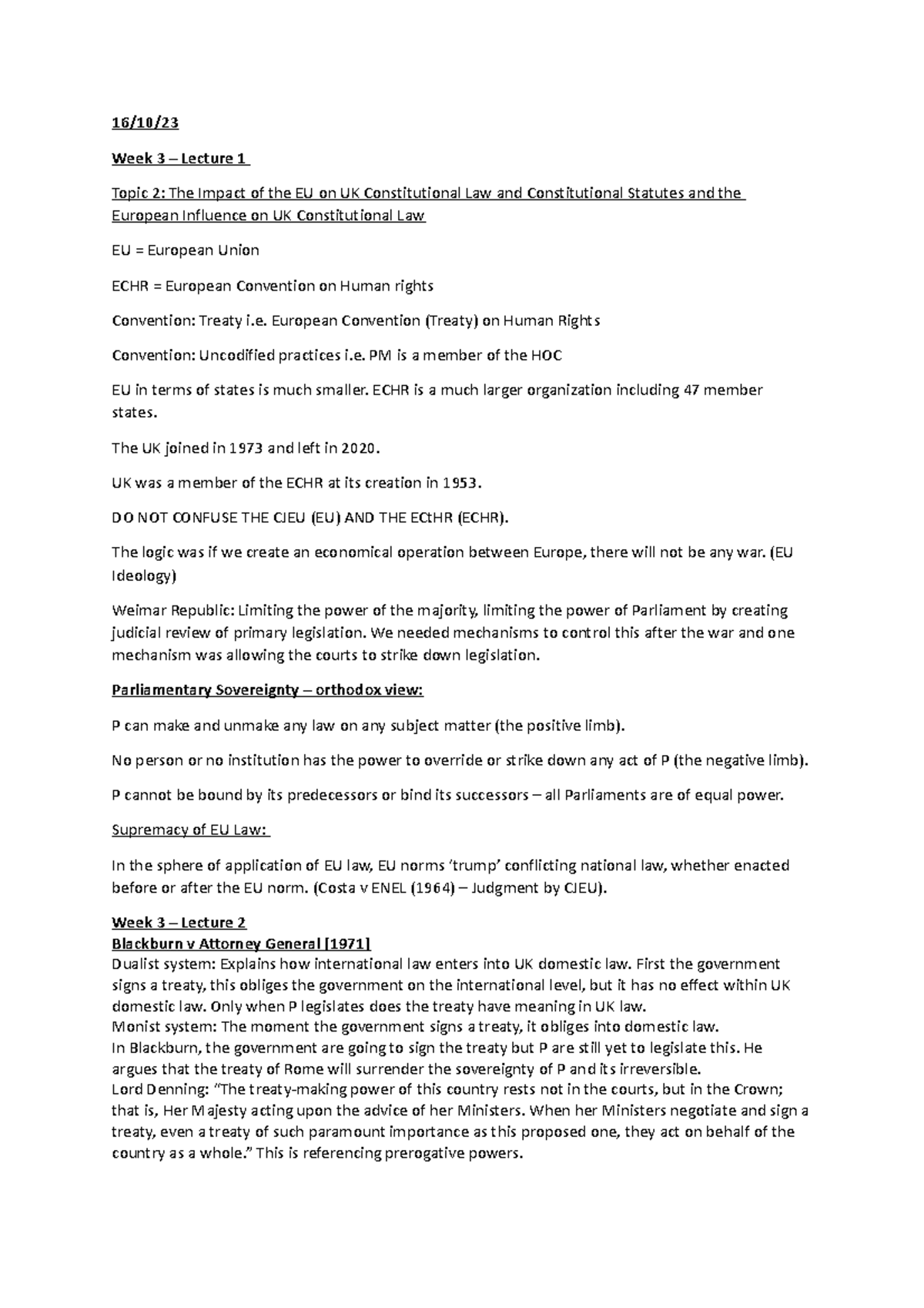 Week 3 Lecture 1 And 2 Just Notes 16 10 Week 3 Lecture 1 Topic 2 The Impact Of The Eu On