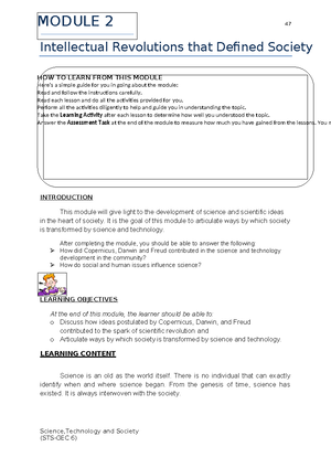 Module 1 - Science,Technology and Society- MODULE 1 HOW TO LEARN FROM ...