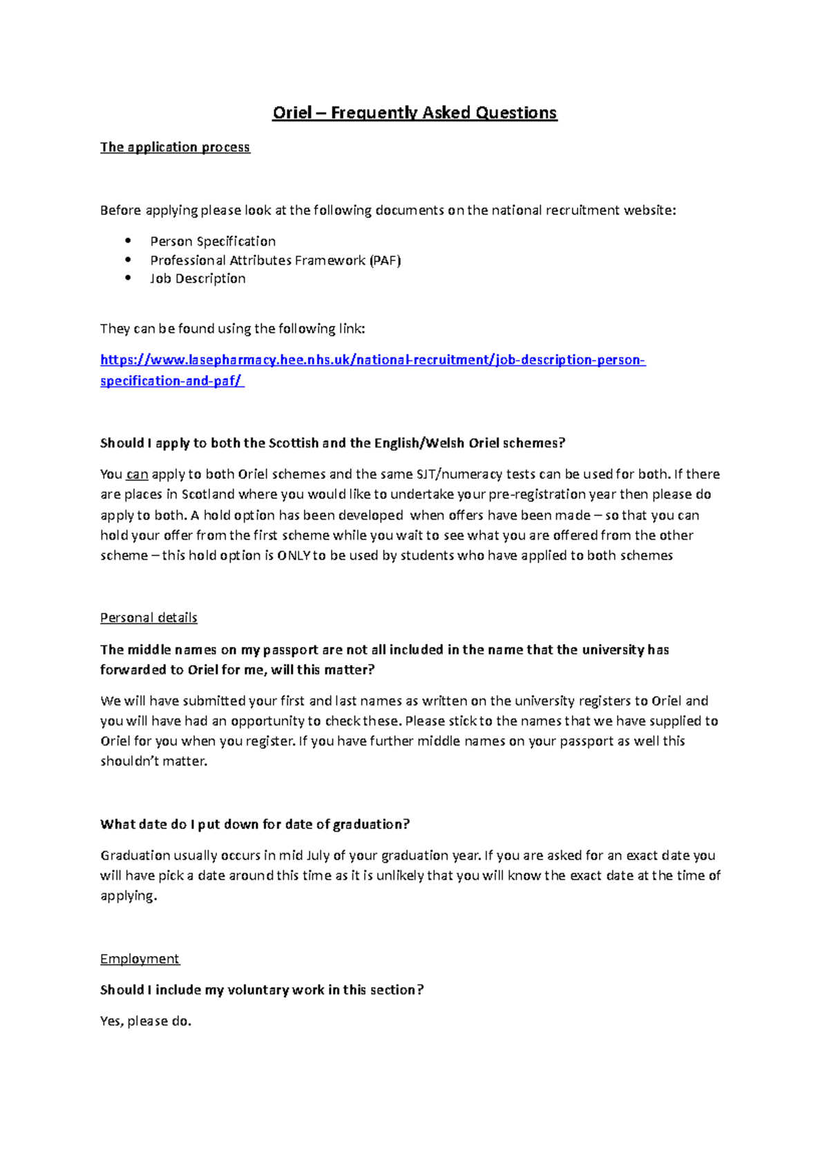 Oriel -FAQs 2023 - Oriel – Frequently Asked Questions The application ...