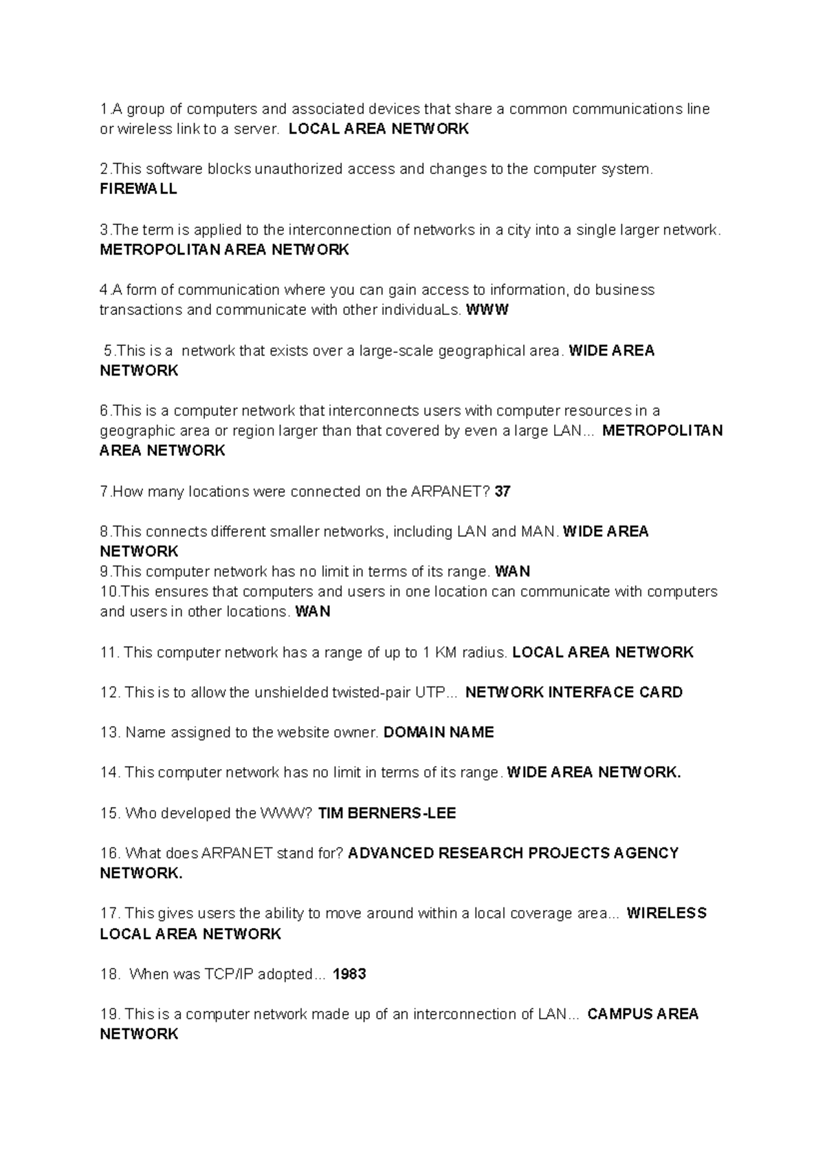 AIS Review - 1 group of computers and associated devices that share a ...
