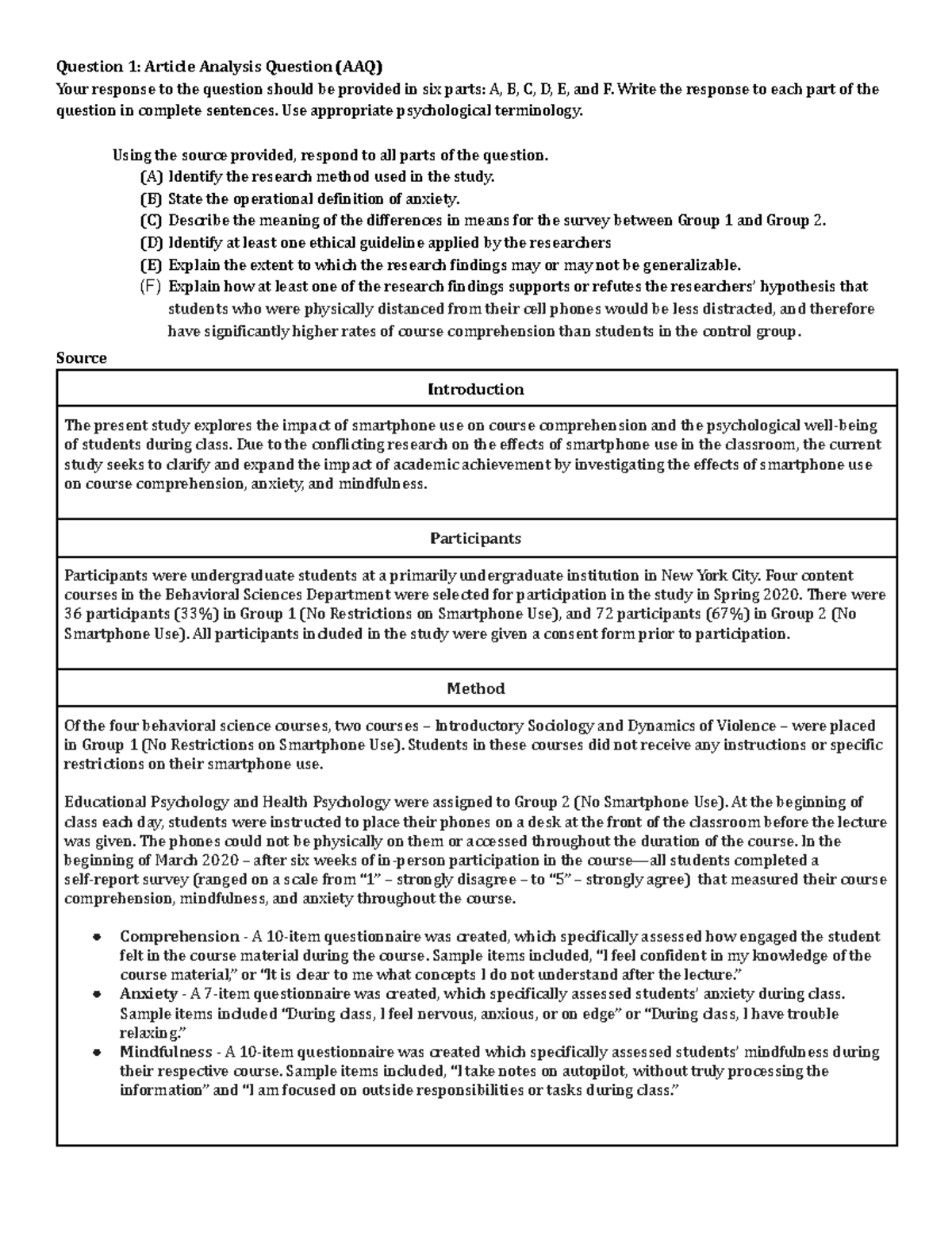 aaq aaq aaq aaq - Question 1: Article Analysis Question (AAQ) Your ...