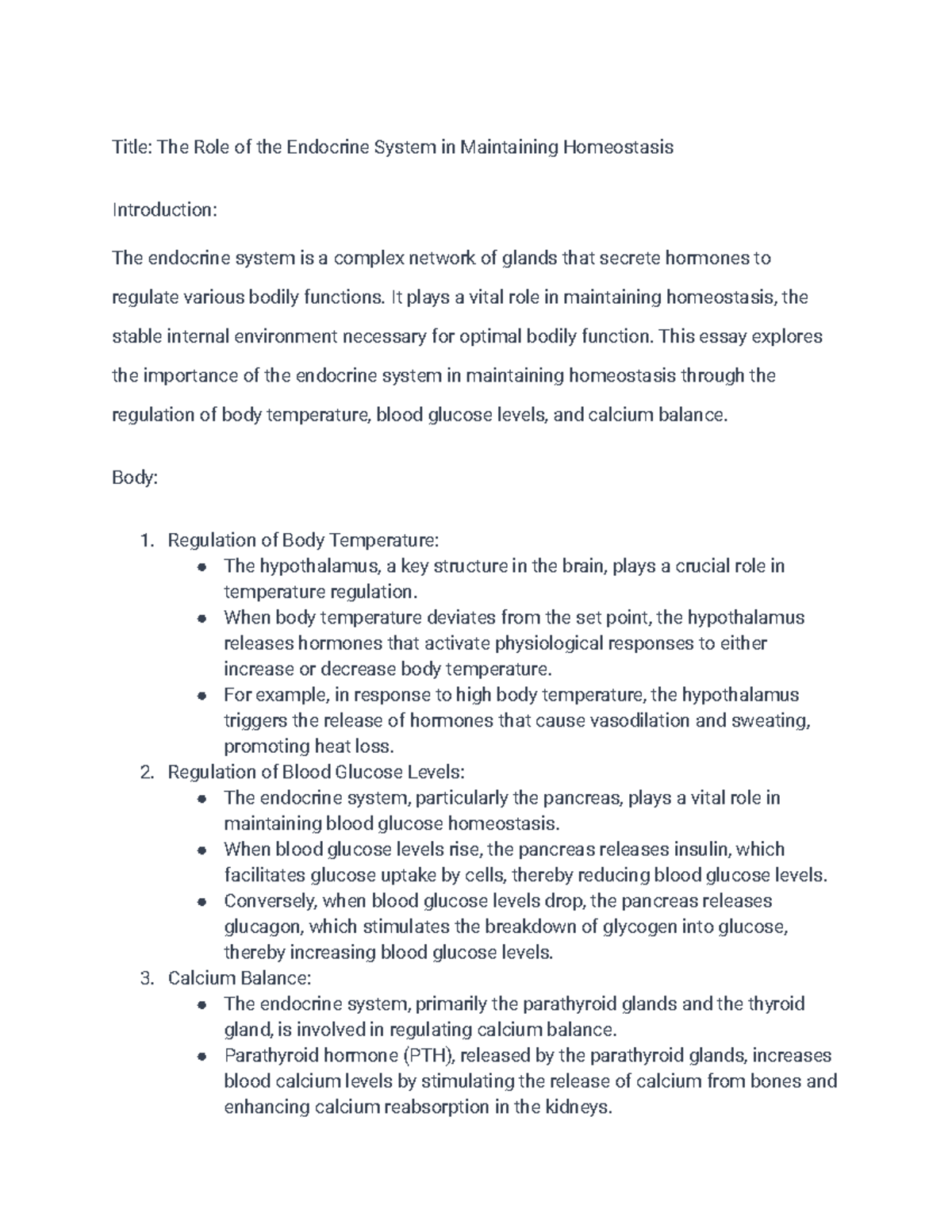 The Role of the Endocrine System in Maintaining Homeostasis - Title ...