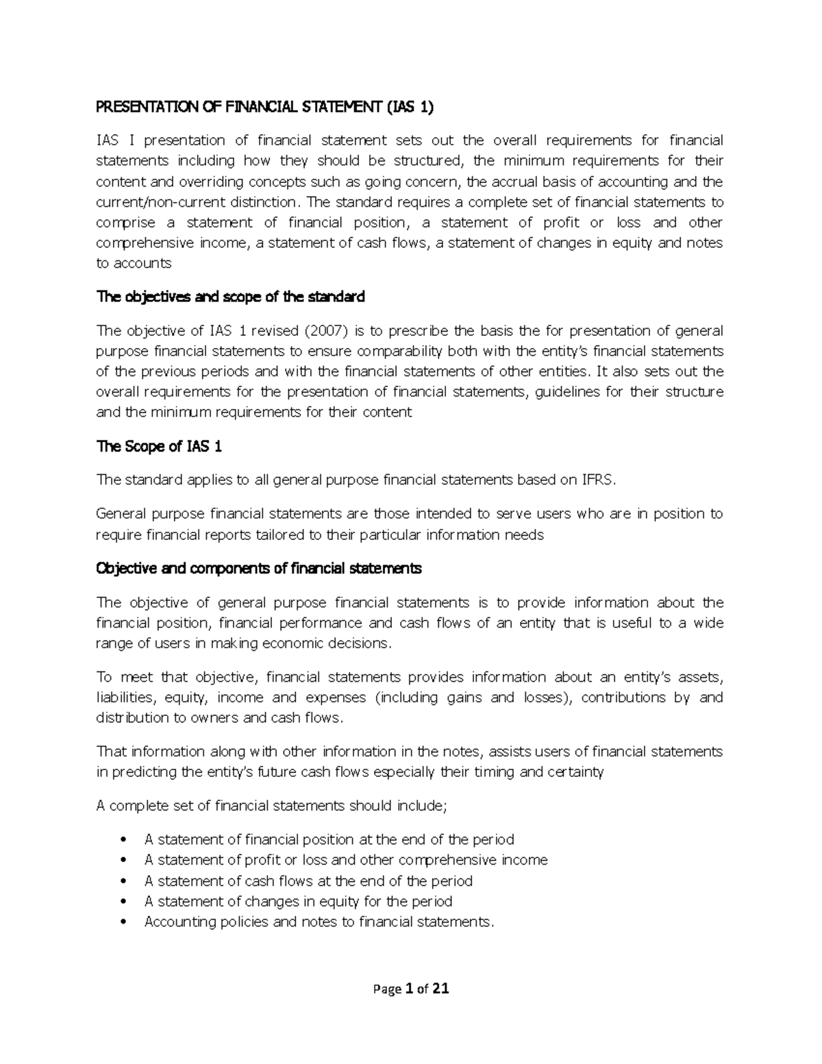 Topic 2 Presentation OF Financial Statement- Reporting P8 - Degree of ...