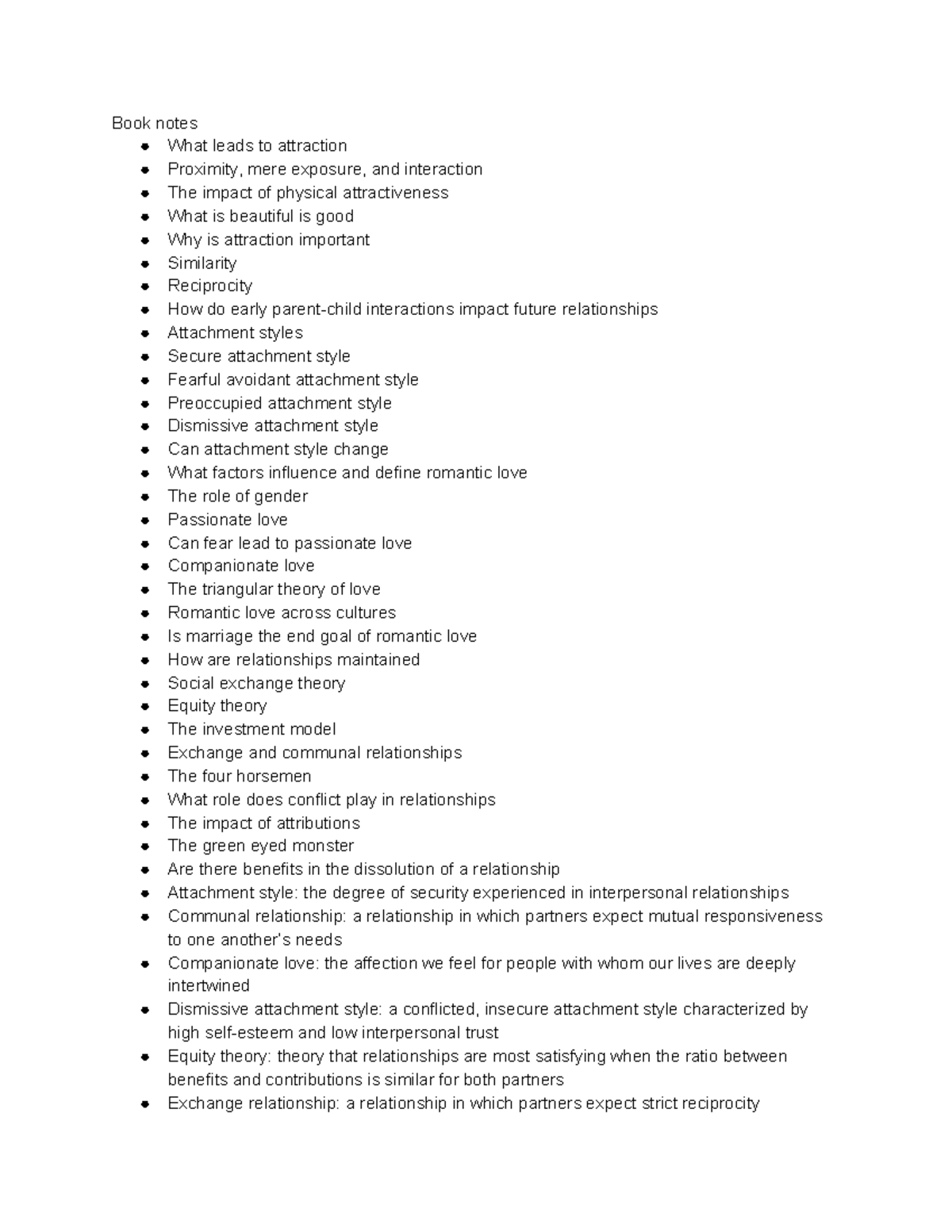 Chapter 10 Attraction and Close Relationships - Book notes What leads ...