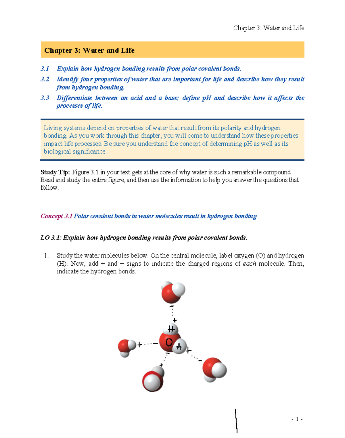 Active Reading Notes 03 Short - Chapter 3: Water and Life 3 Explain how ...