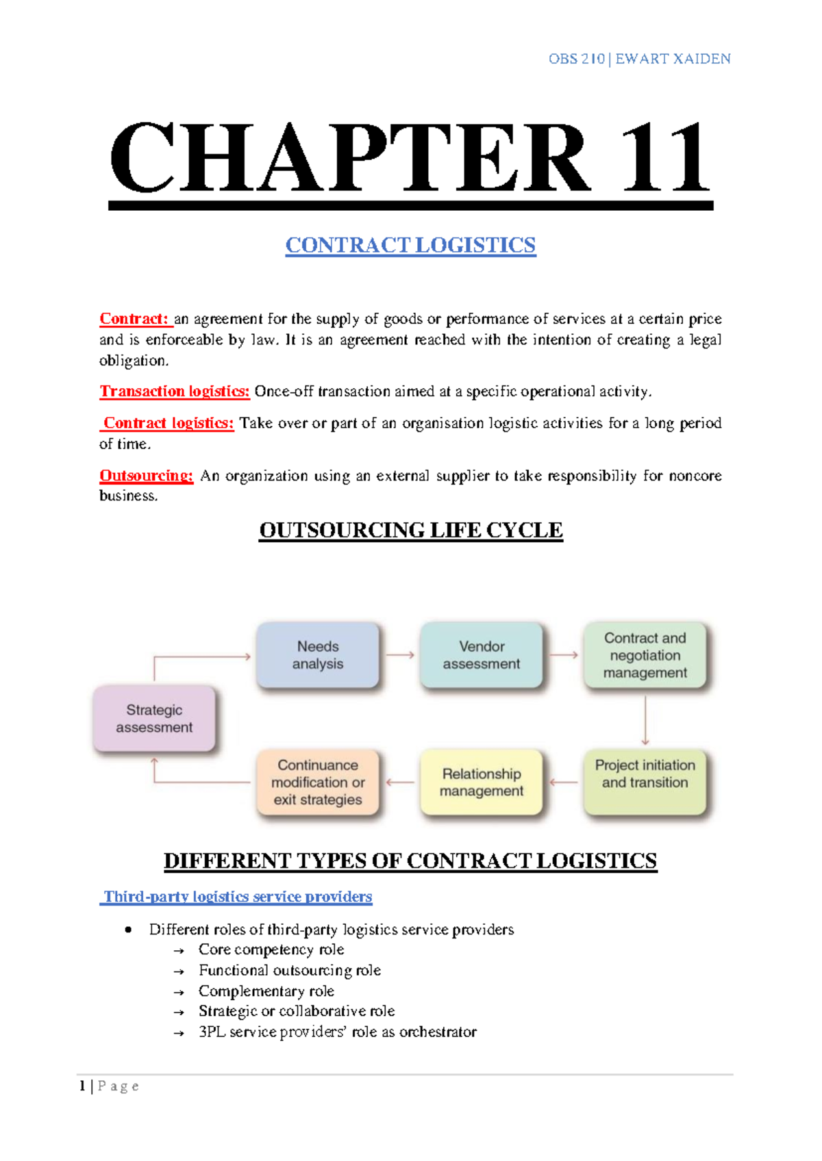 Chapter 11; Contract Logistics - CHAPTER 11 CONTRACT LOGISTICS Contract ...