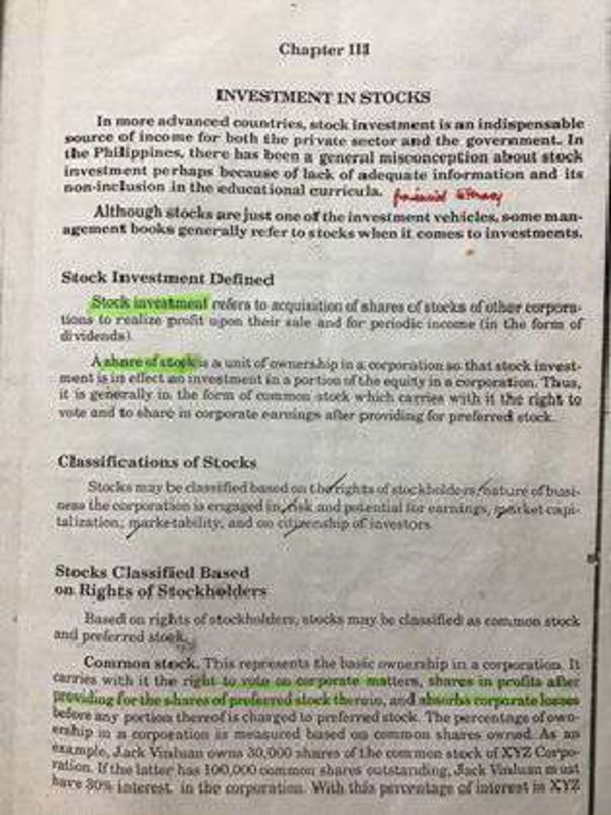 Investment in Stocks Lecture - Business Management - Studocu
