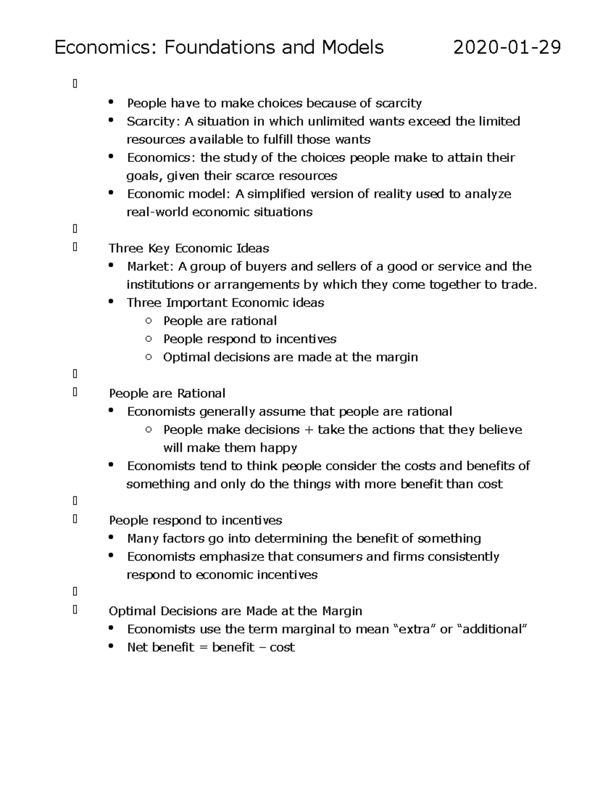 ECON 1100 Chapter 1 - Economics: Foundations and Models 2020-01- People ...